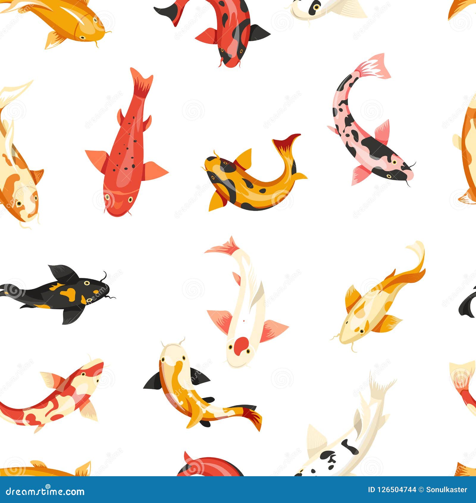 Fish Exotic Cold Blooded Animals Seamless Pattern Vector Stock Vector ...