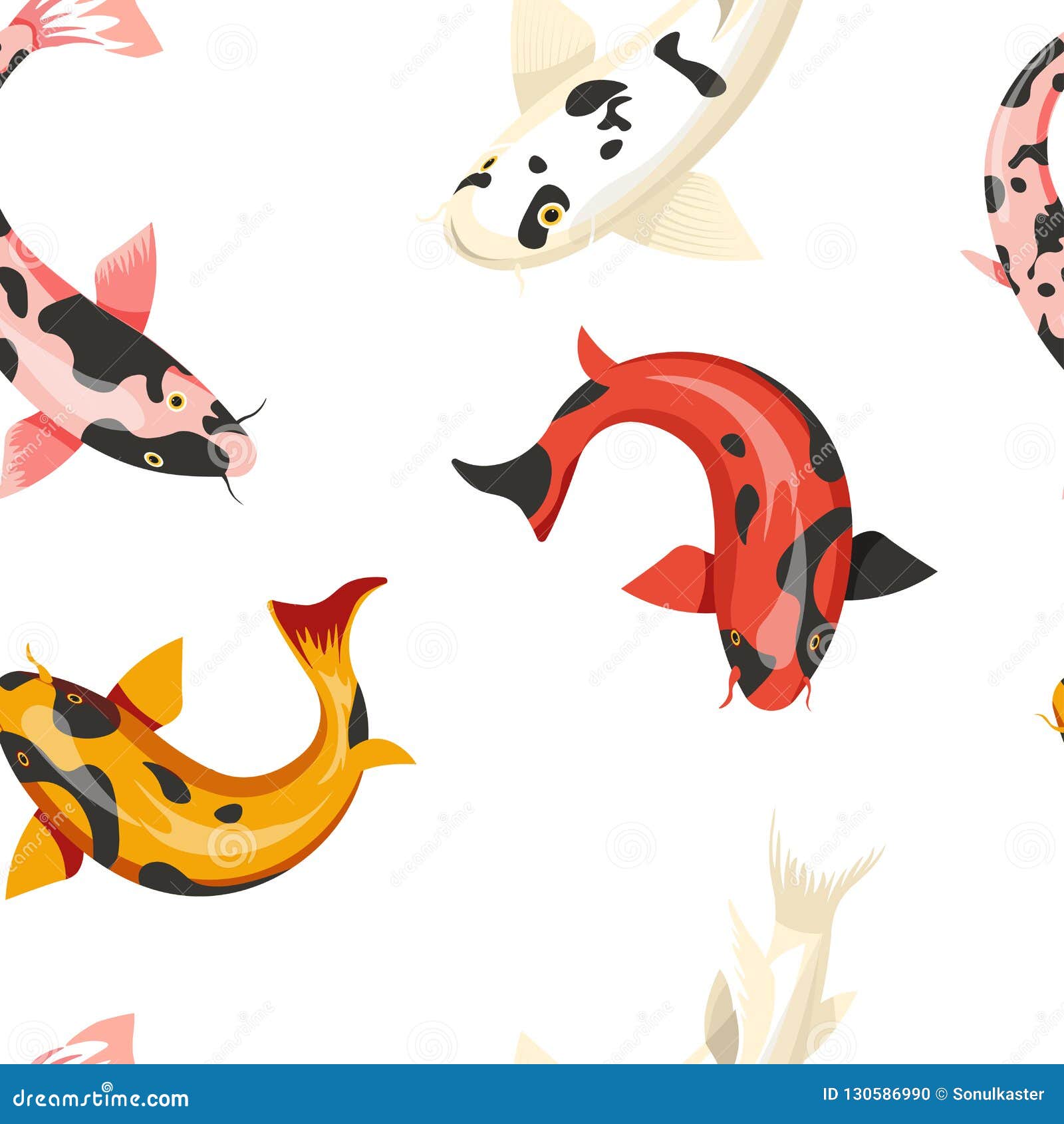 Fish Exotic Cold Blooded Animals Seamless Pattern Vector. Stock Vector ...