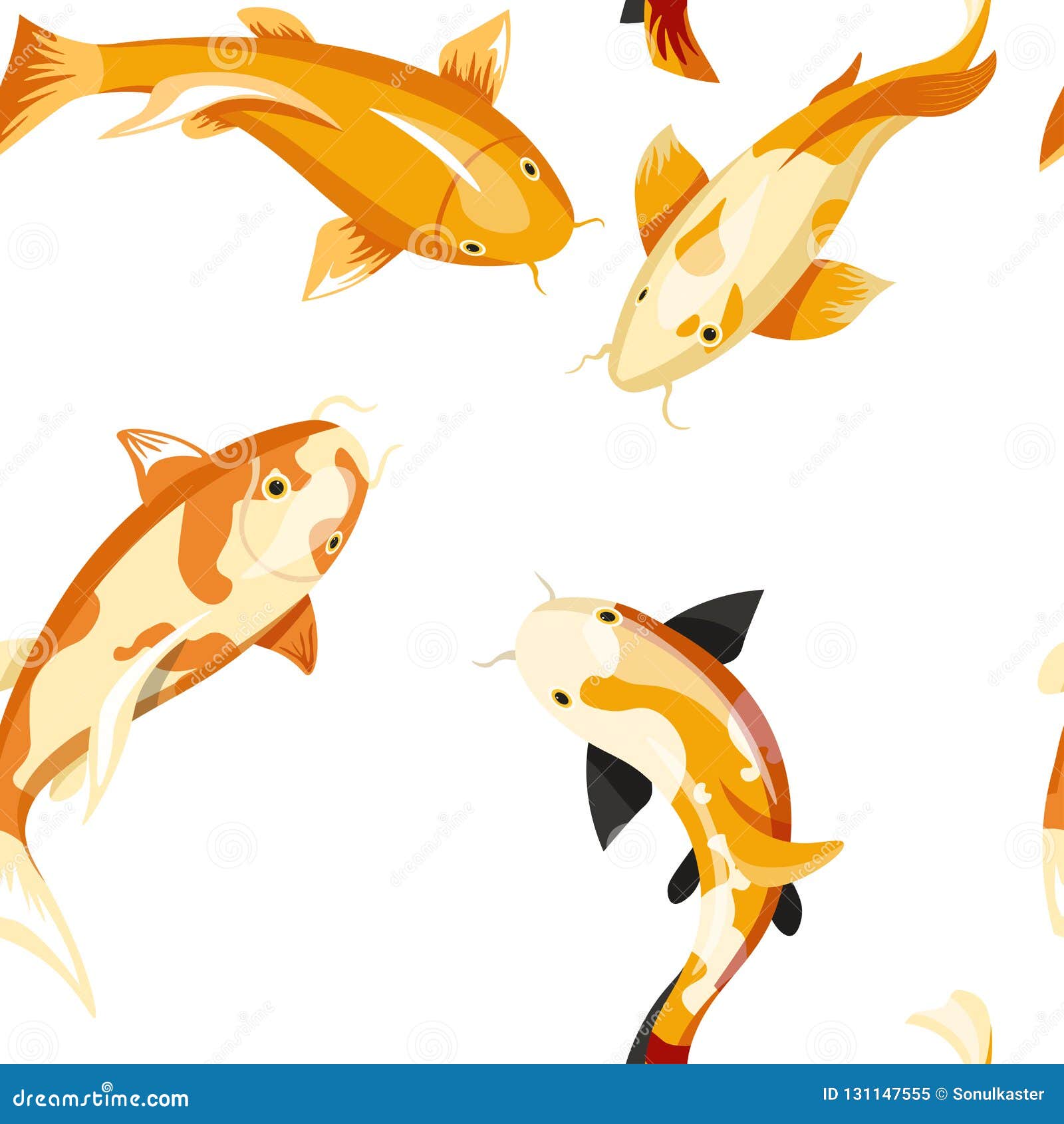 Fish Exotic Cold Blooded Animals Seamless Pattern Vector. Stock Vector ...