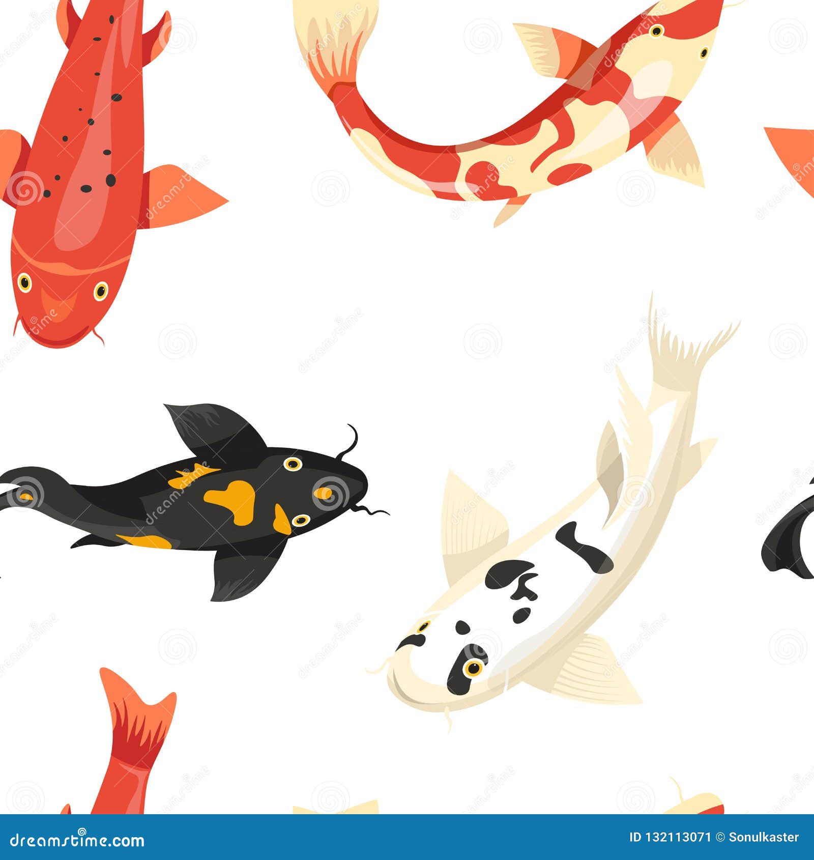 Fish Exotic Cold Blooded Animals Seamless Pattern Vector. Stock Vector ...