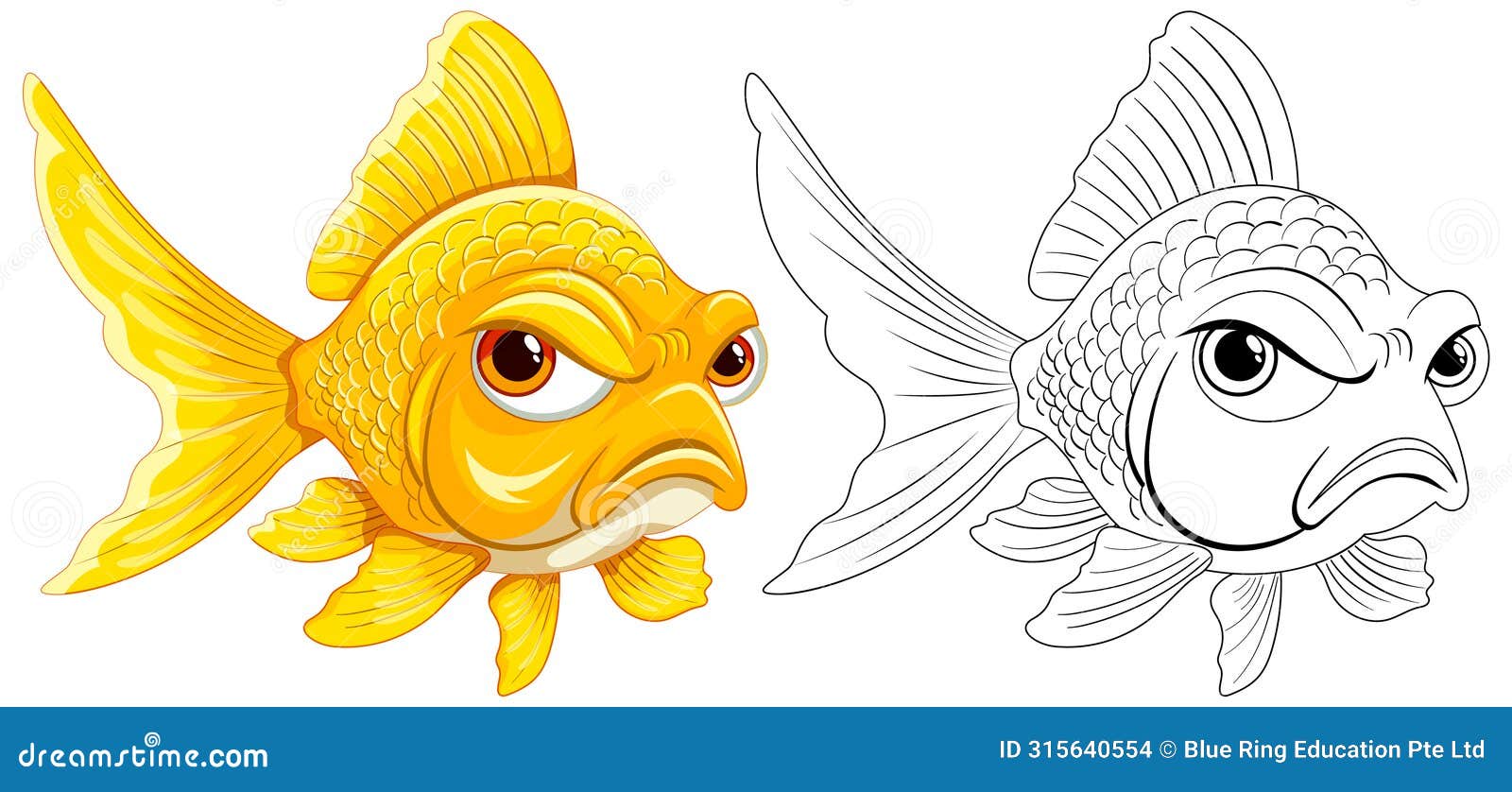 Fish with Expressive Grumpy Faces Stock Vector - Illustration of ...