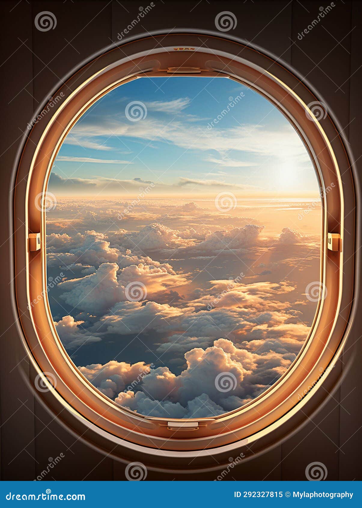 Airplane Window View To a Blue Cloudy Sky Stock Illustration ...