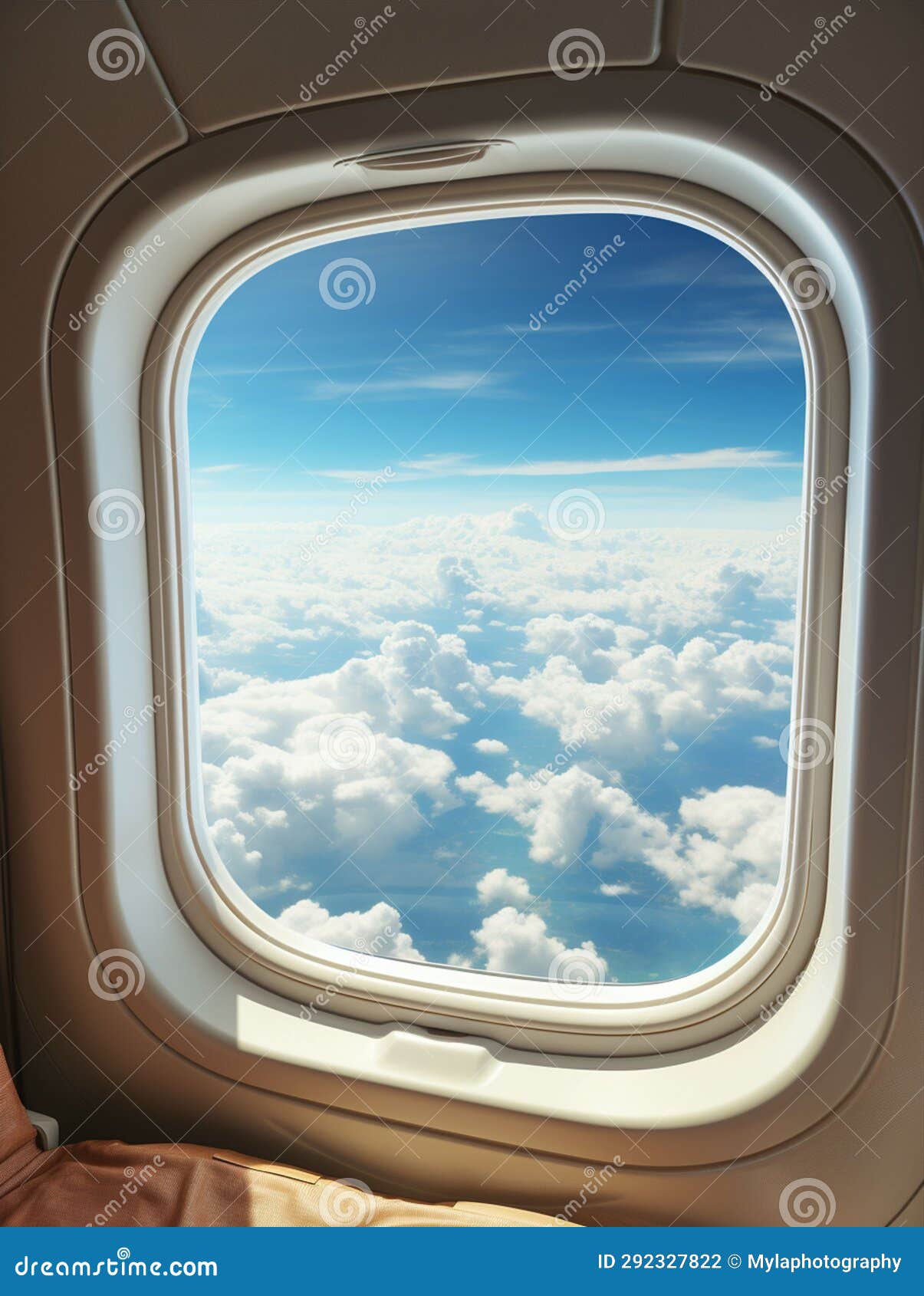 Airplane Window View To a Blue Cloudy Sky Stock Illustration ...