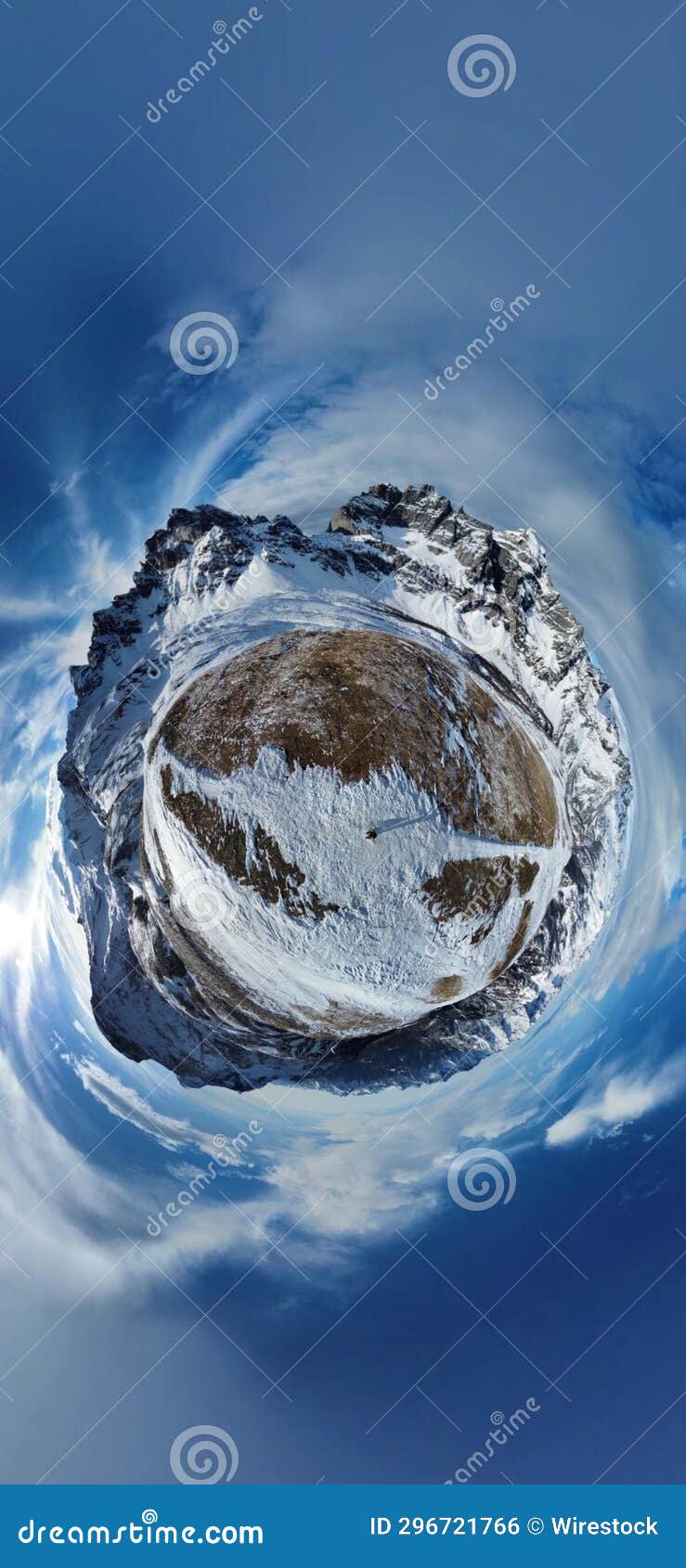 Fish Eye Effect of a Snow-covered Alps Stock Photo - Image of ...