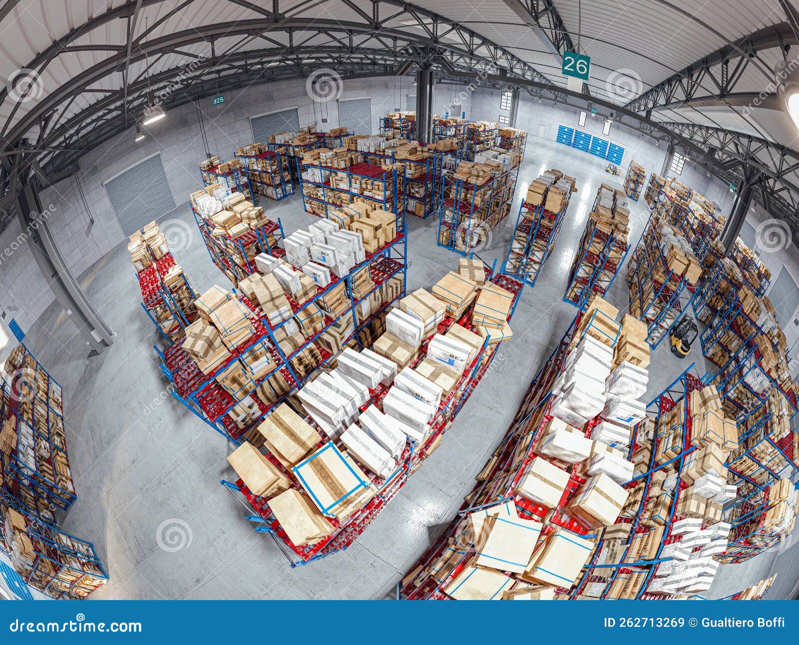 Fish Eye View of the Interior of an Industrial Warehouse Stock ...