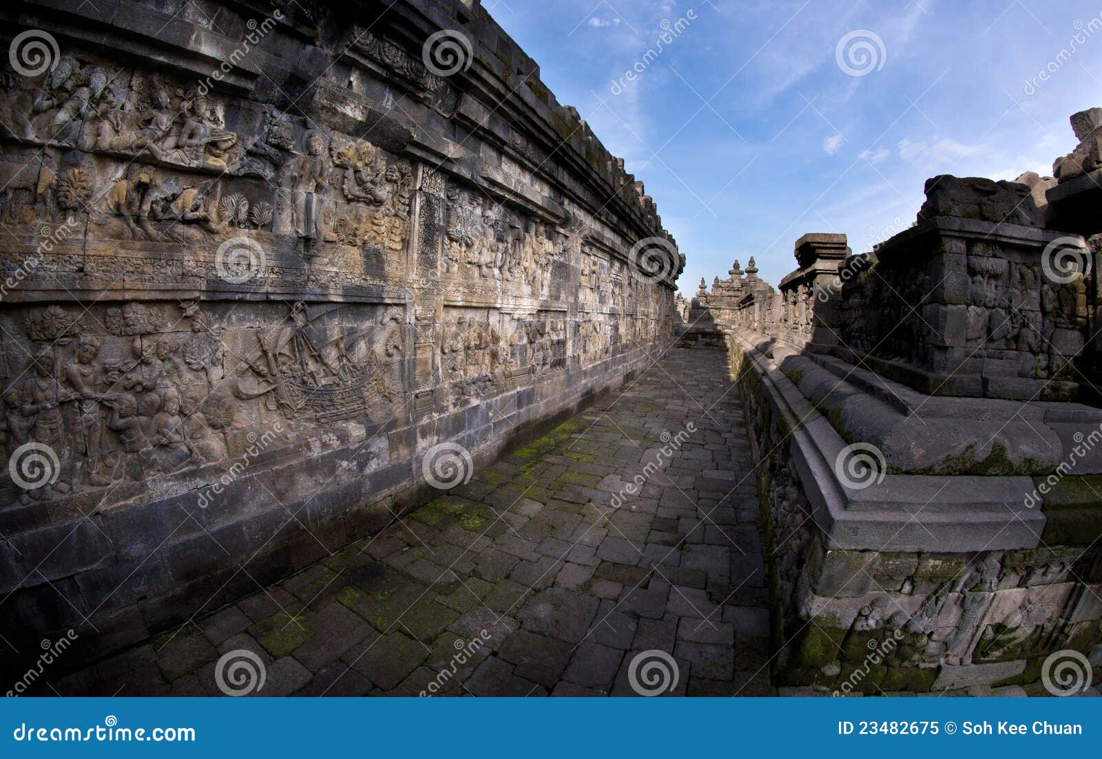 Fish-eye View of Long Ancient Corridor Stock Image - Image of angle ...