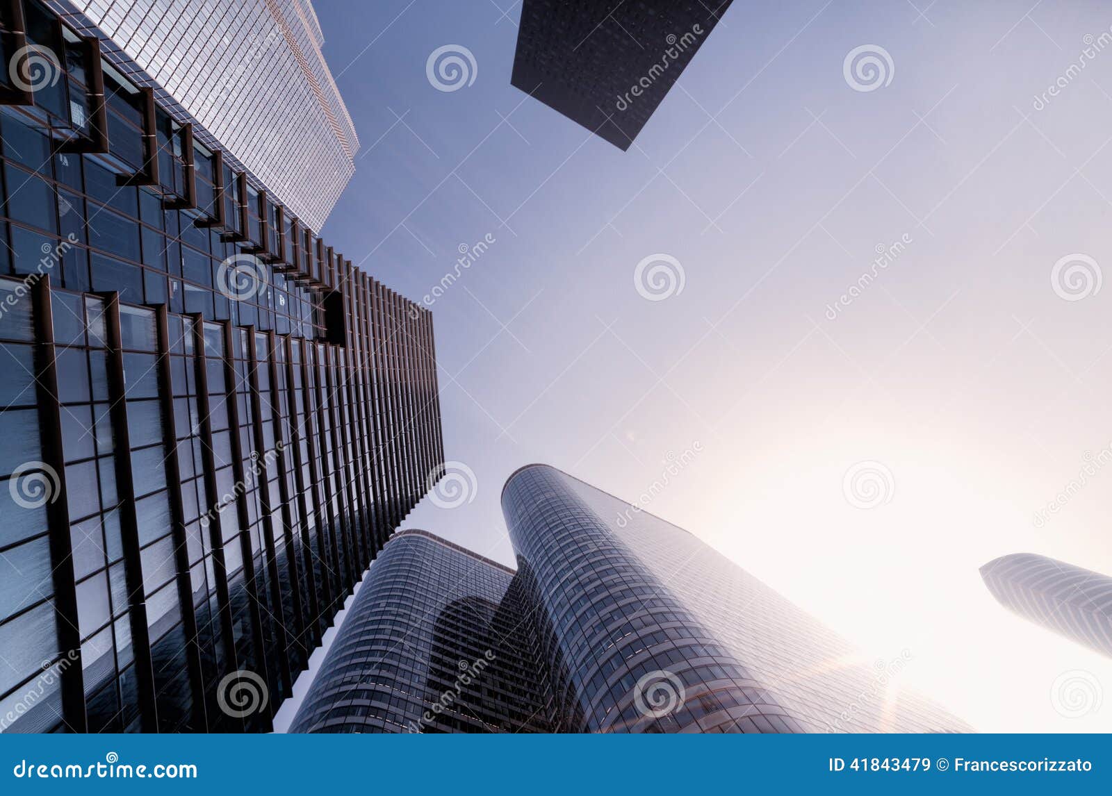 Fish-eye View of Modern Architecture in Paris. Business Concept Stock ...