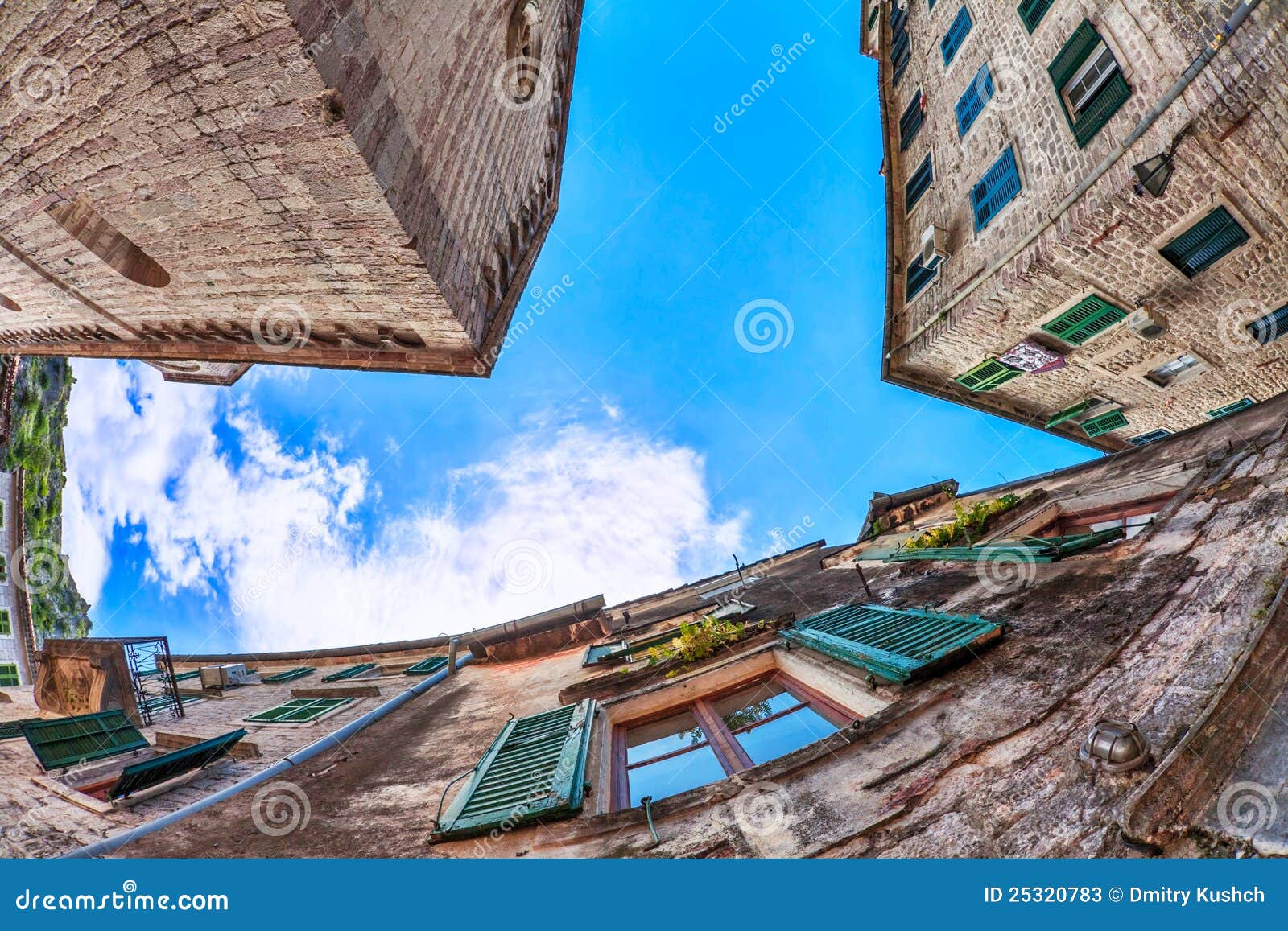 Fish-eye View of the Old City on Sky Background Stock Image - Image of ...