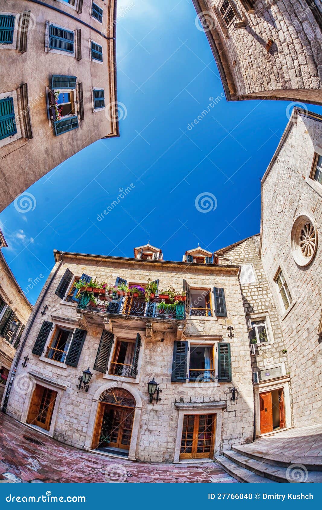 Fish-eye View of the Old City on Sky Background Stock Photo - Image of ...