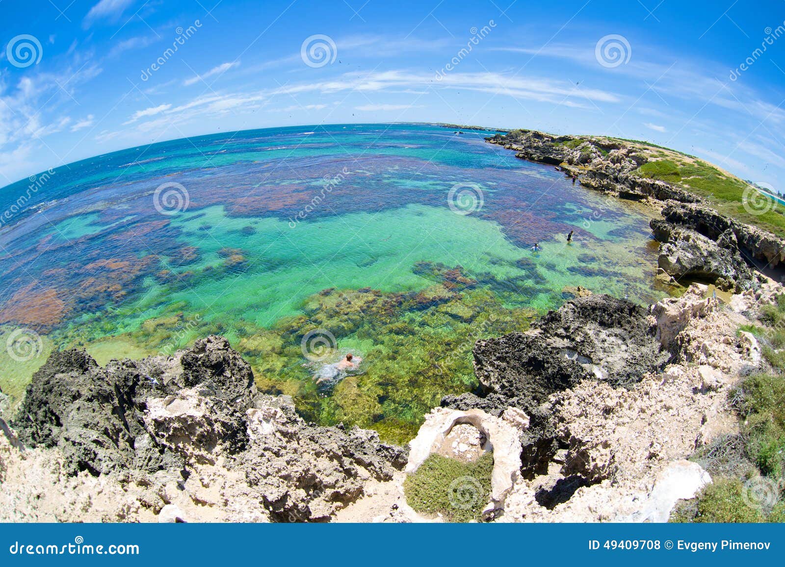 Fish-eye View on Tropical Beach and Ocean Stock Photo - Image of beach ...