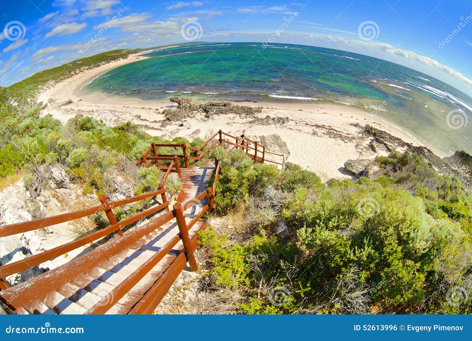 Fish-eye View on Tropical Beach and Ocean Stock Photo - Image of beauty ...