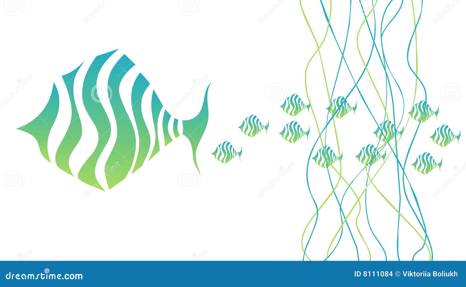 Mother Fish & Baby Fishes Cartoon Vector | CartoonDealer.com #9828351