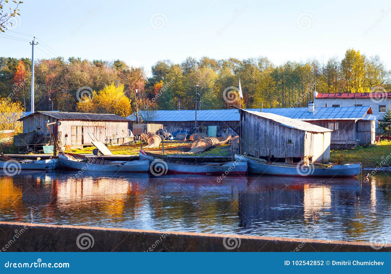The Fish Farm with Boats on the River Stock Photo - Image of rural ...