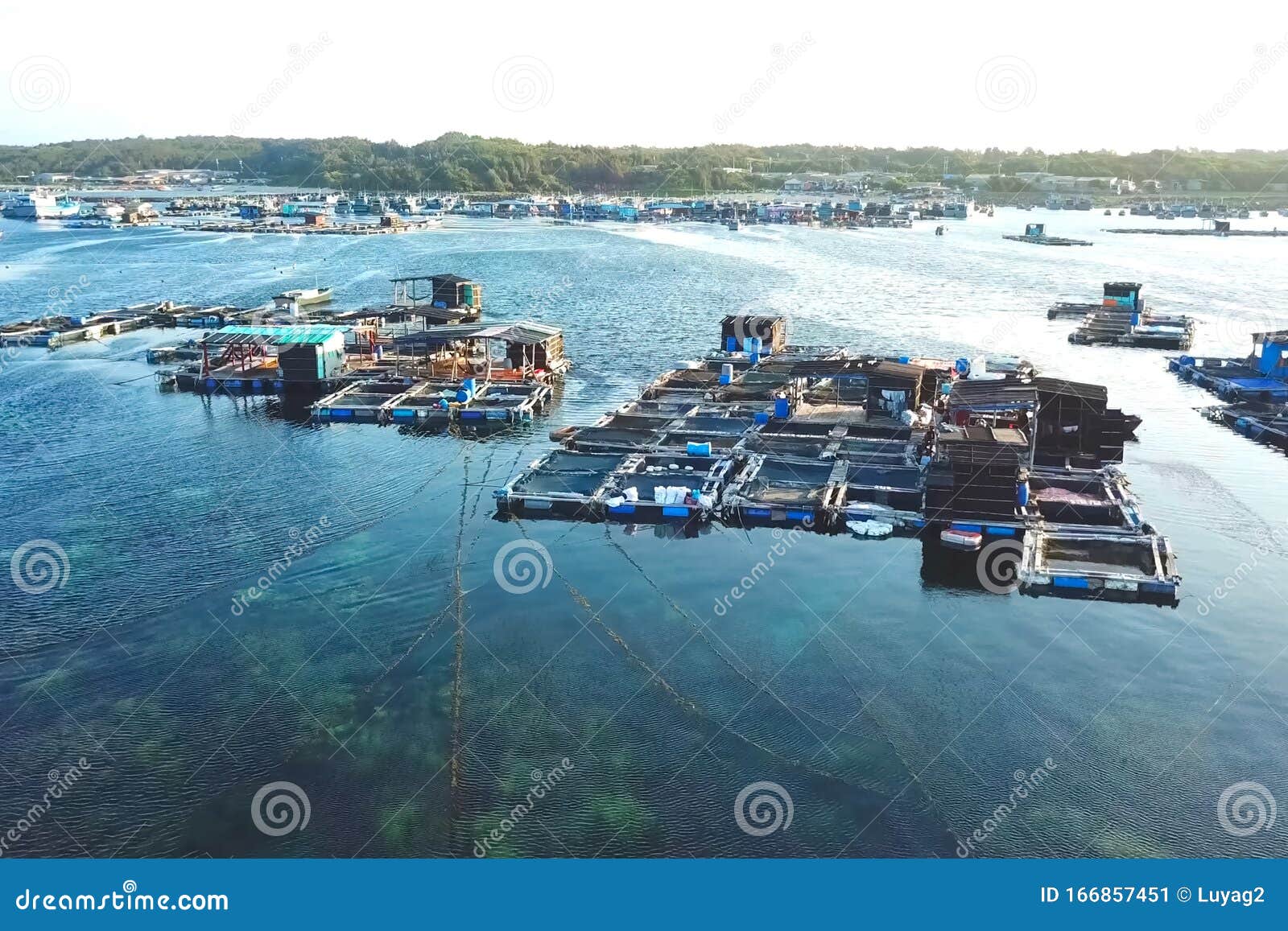 Fish Farm in Coastal Waters. Rectangular Cages Stock Image - Image of ...