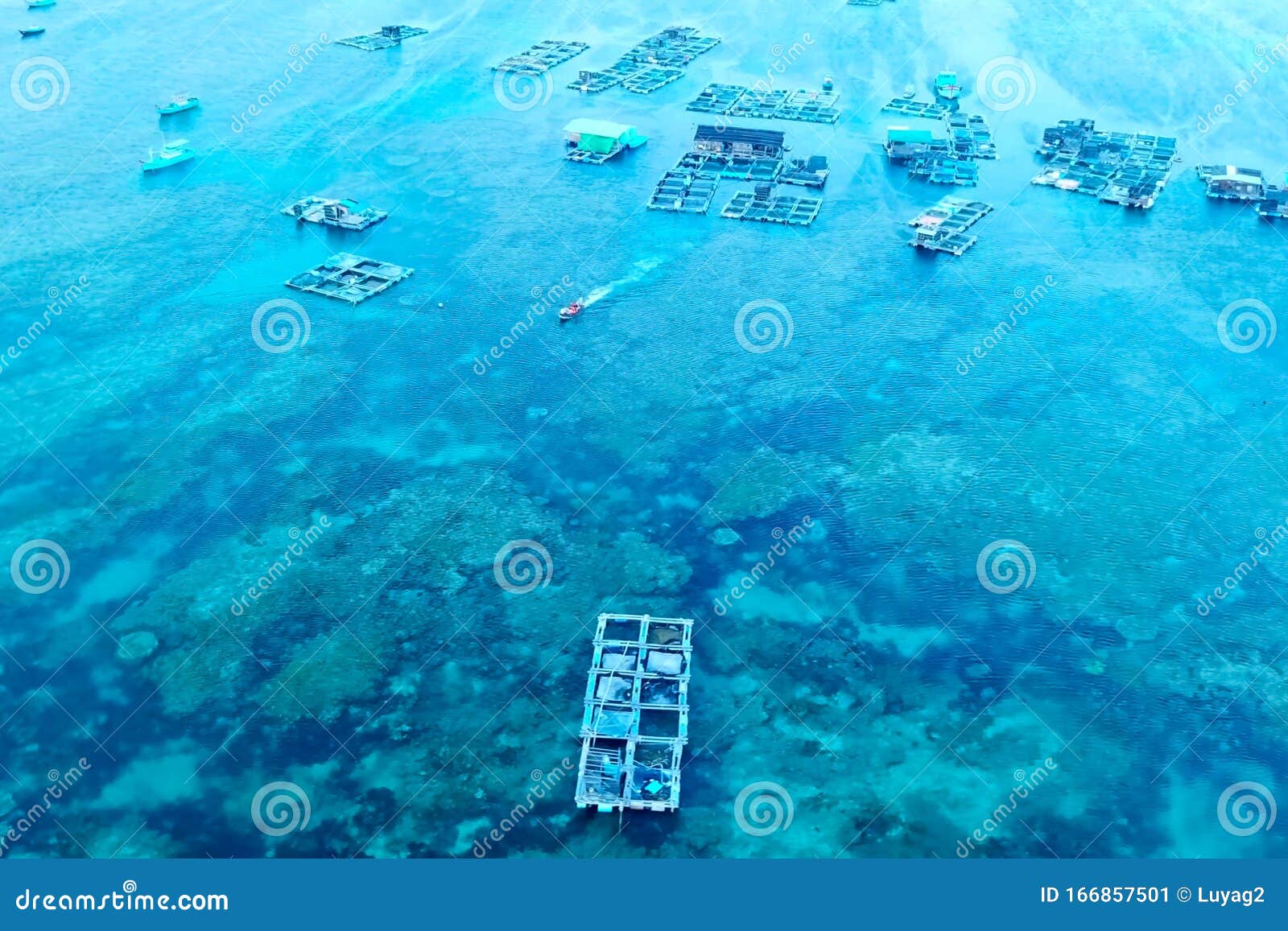 Fish Farm in Coastal Waters. Rectangular Cages Stock Image - Image of ...