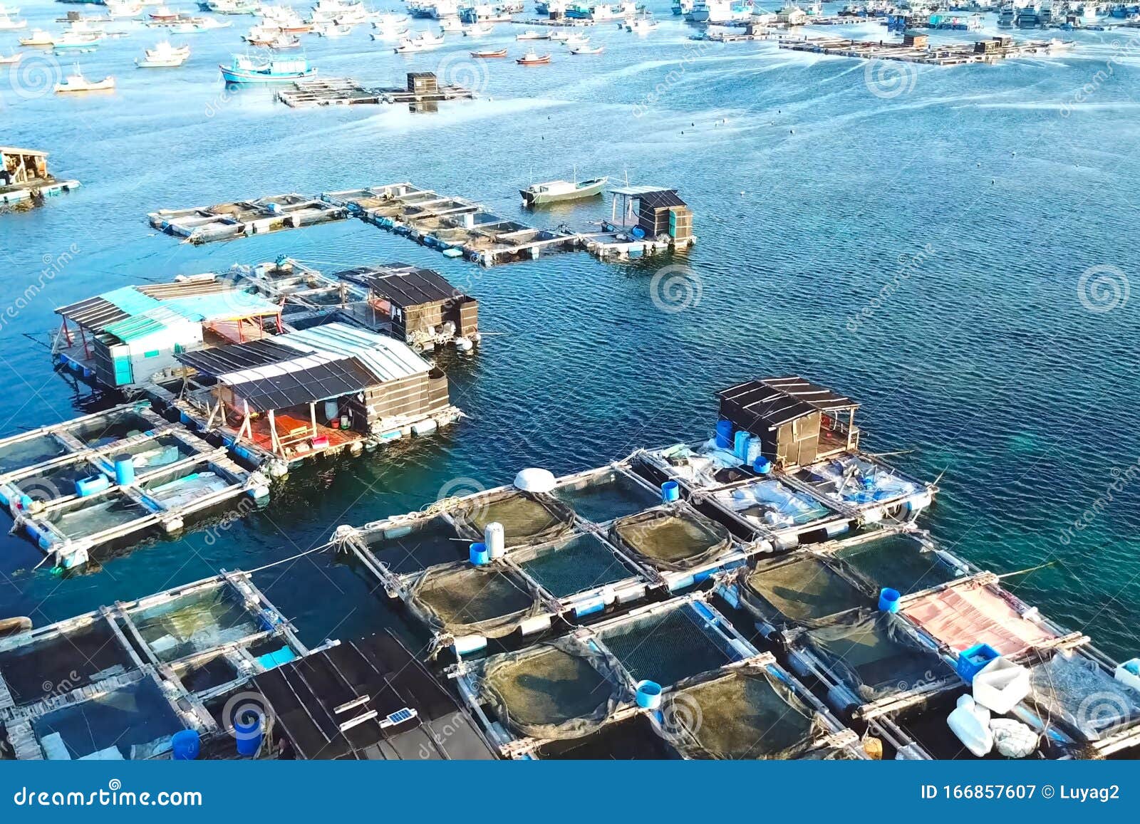 Fish Farm in Coastal Waters. Rectangular Cages Stock Image - Image of ...