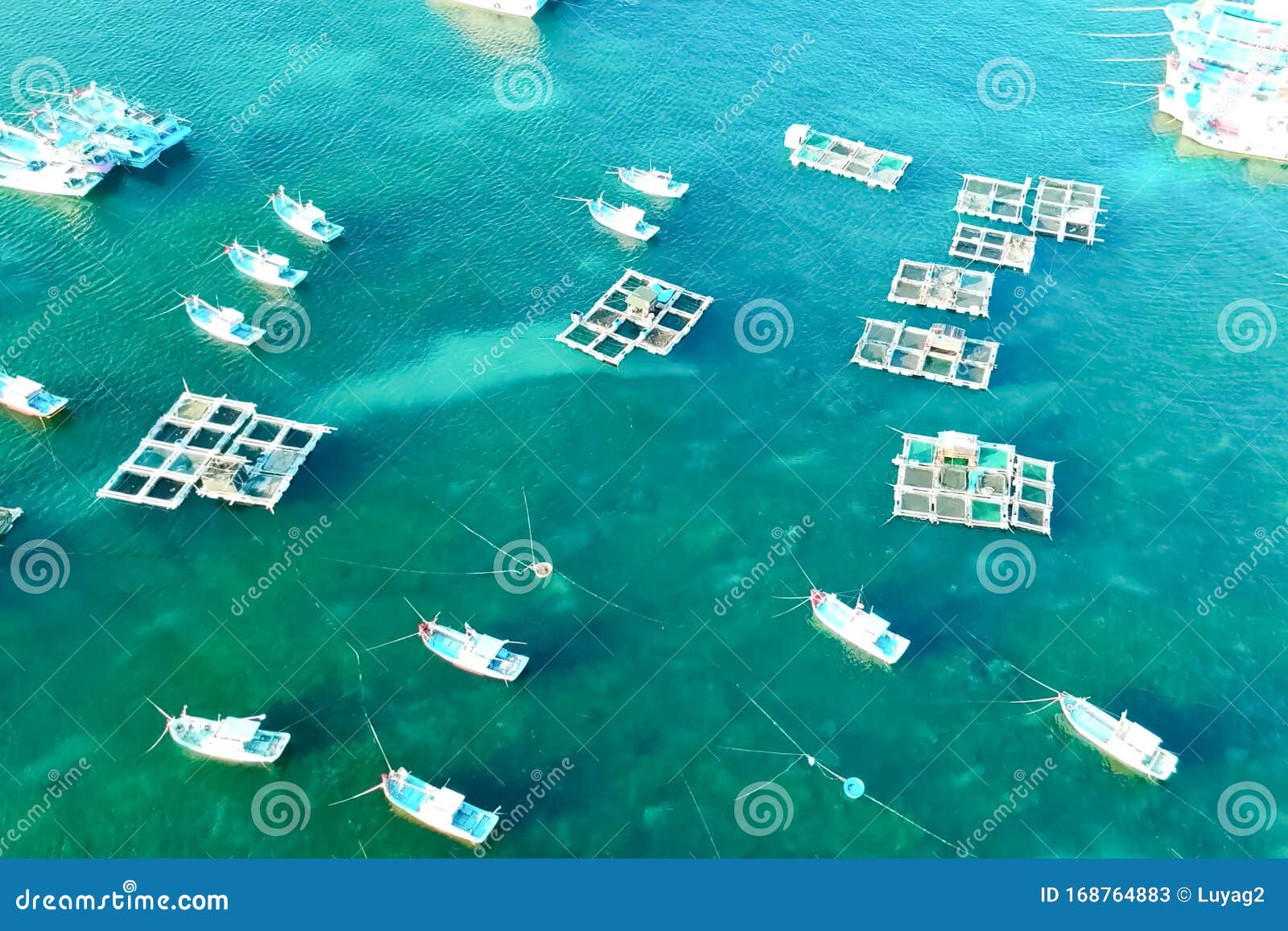 Fish Farm in Coastal Waters. Rectangular Cages Stock Image - Image of ...