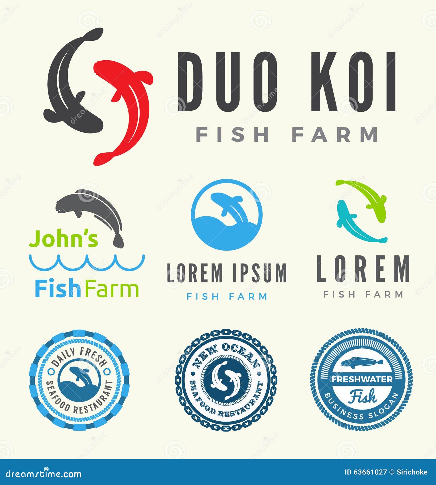 Fish Farm Logo Collections. Stock Vector - Illustration of sticker ...