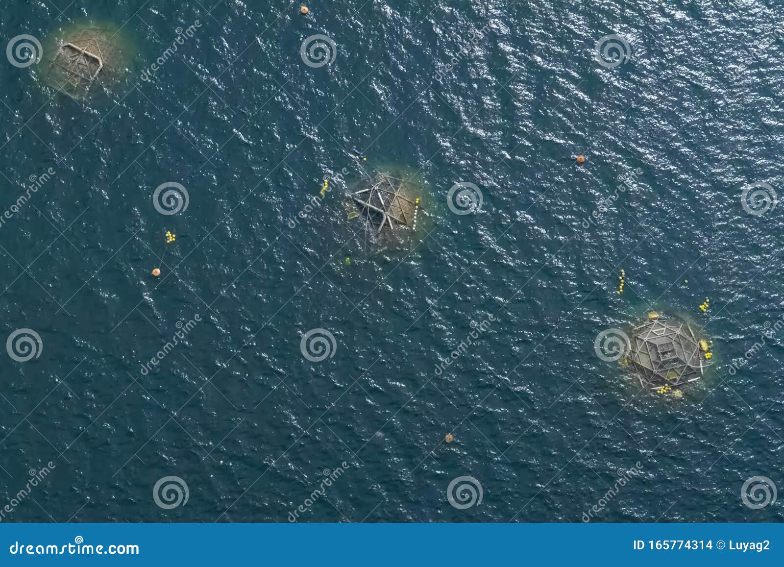 Fish Farm at Sea. Top View of Fish Farm Stock Photo - Image of fishing ...