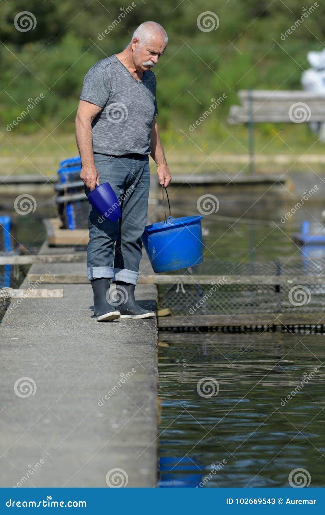 Fish Farmer In Water Stock Image | CartoonDealer.com #130818331