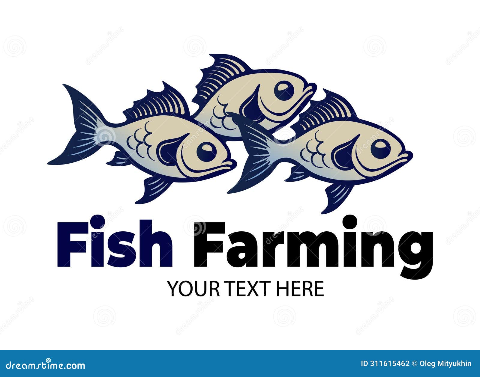 Fish Farming or Pisciculture Creative Logo. Three Fish Emblem Stock ...
