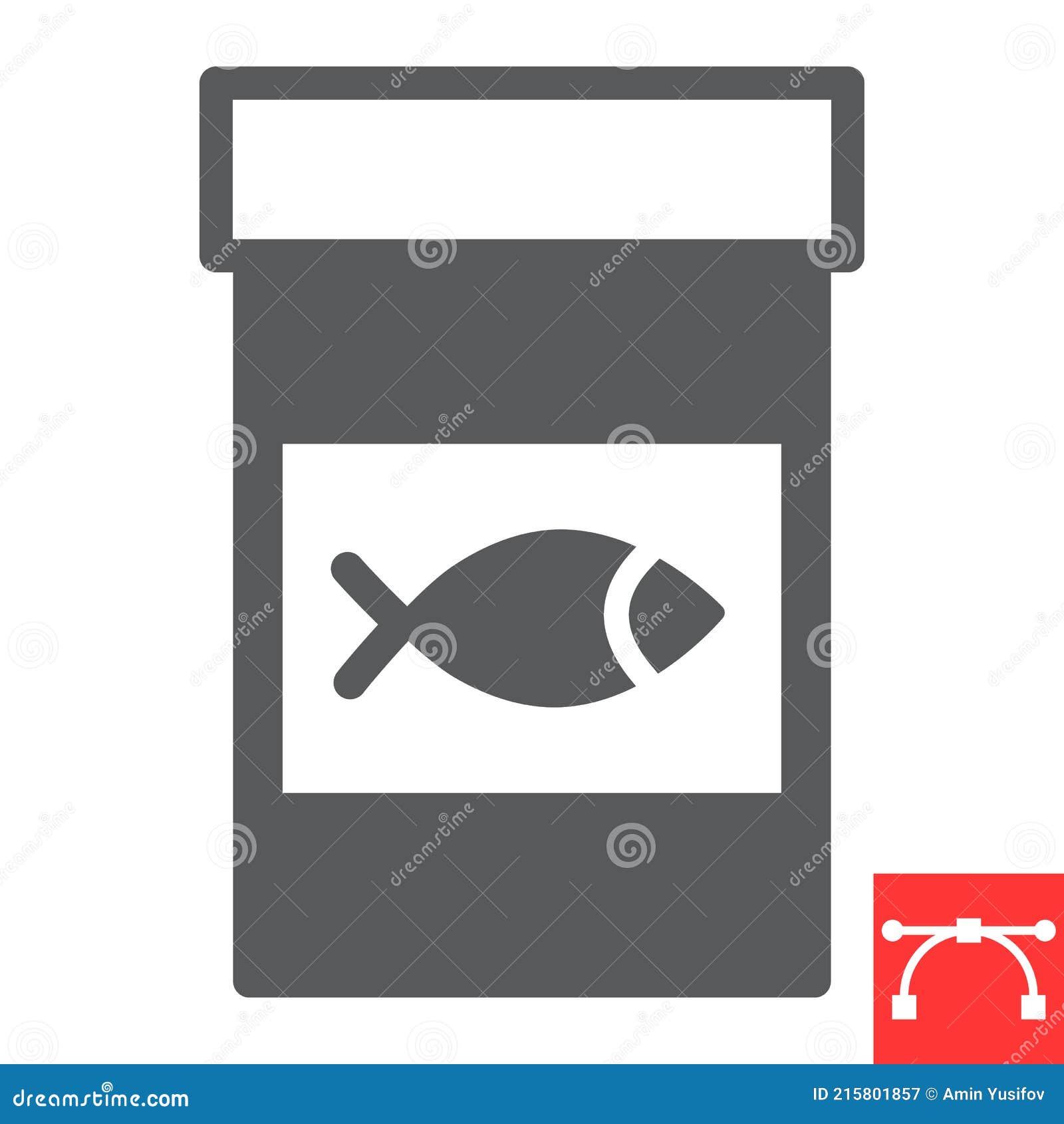 Fish Feed Glyph Icon, Pet Shop and Meal, Fish Food Jar Vector Icon ...