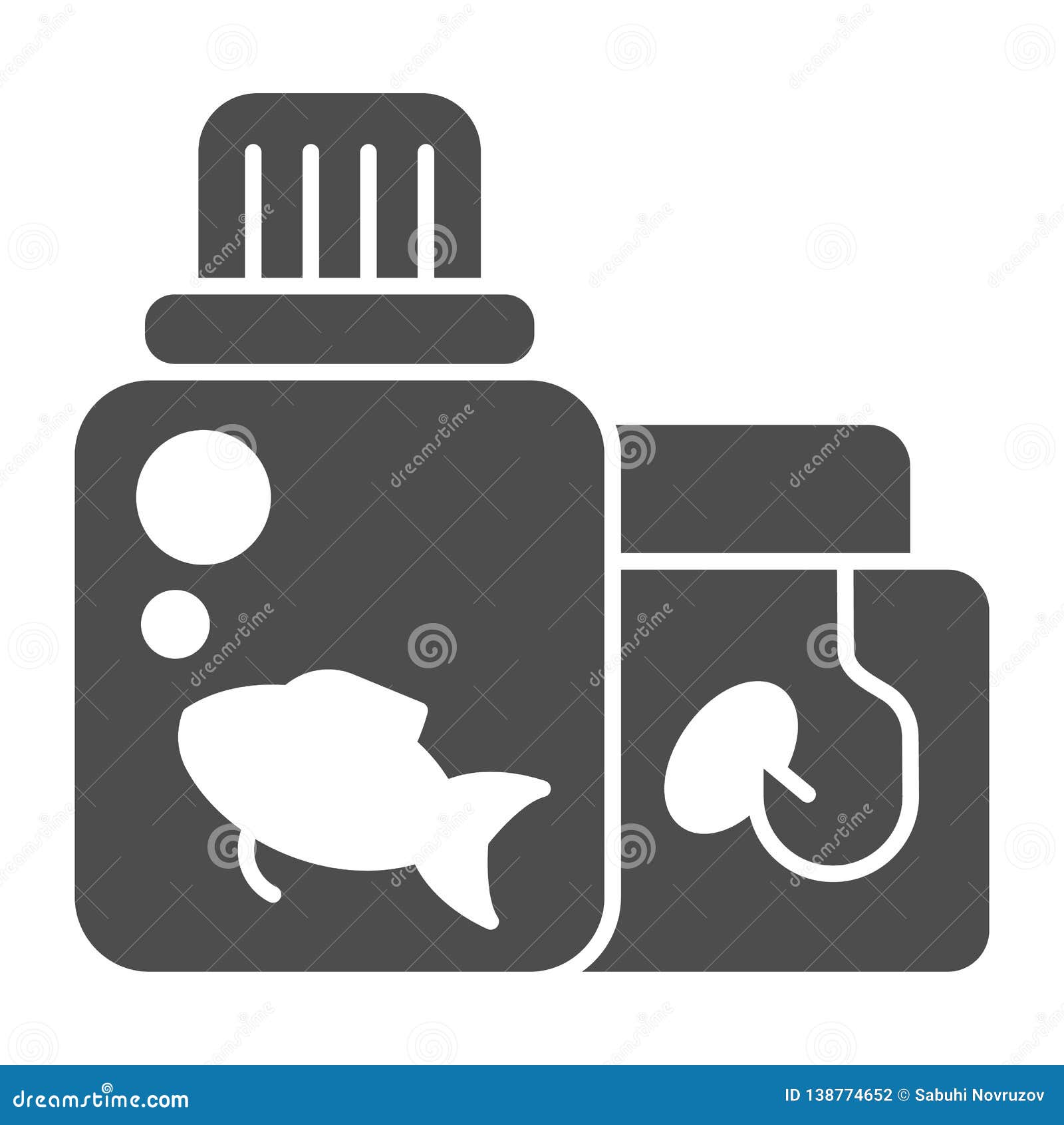 Fish Feed Solid Icon. Fish Food Vector Illustration Isolated on White ...