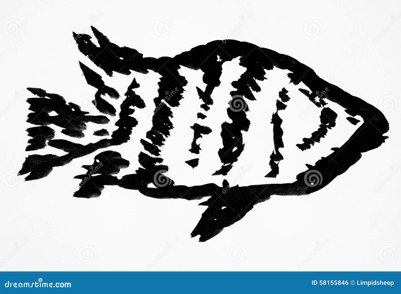 Fish grunge brush painting stock illustration. Illustration of grunge ...