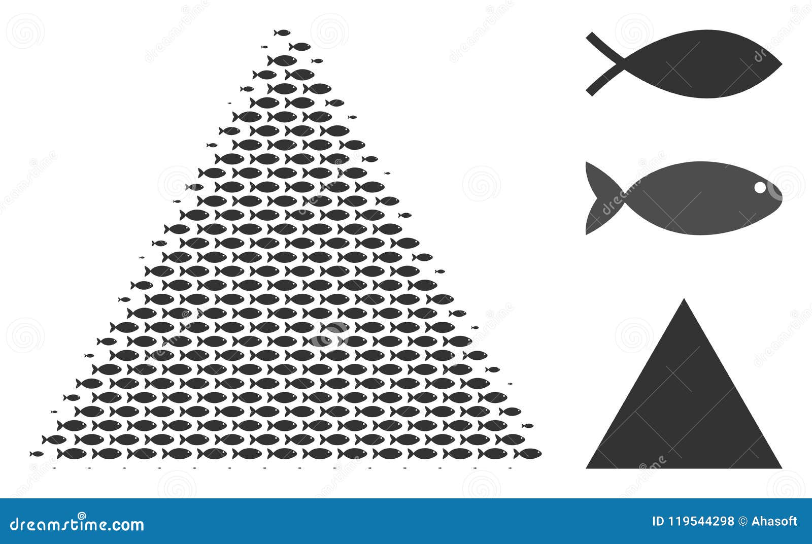 Fish Halftone Filled Triangle Composition Stock Vector - Illustration ...