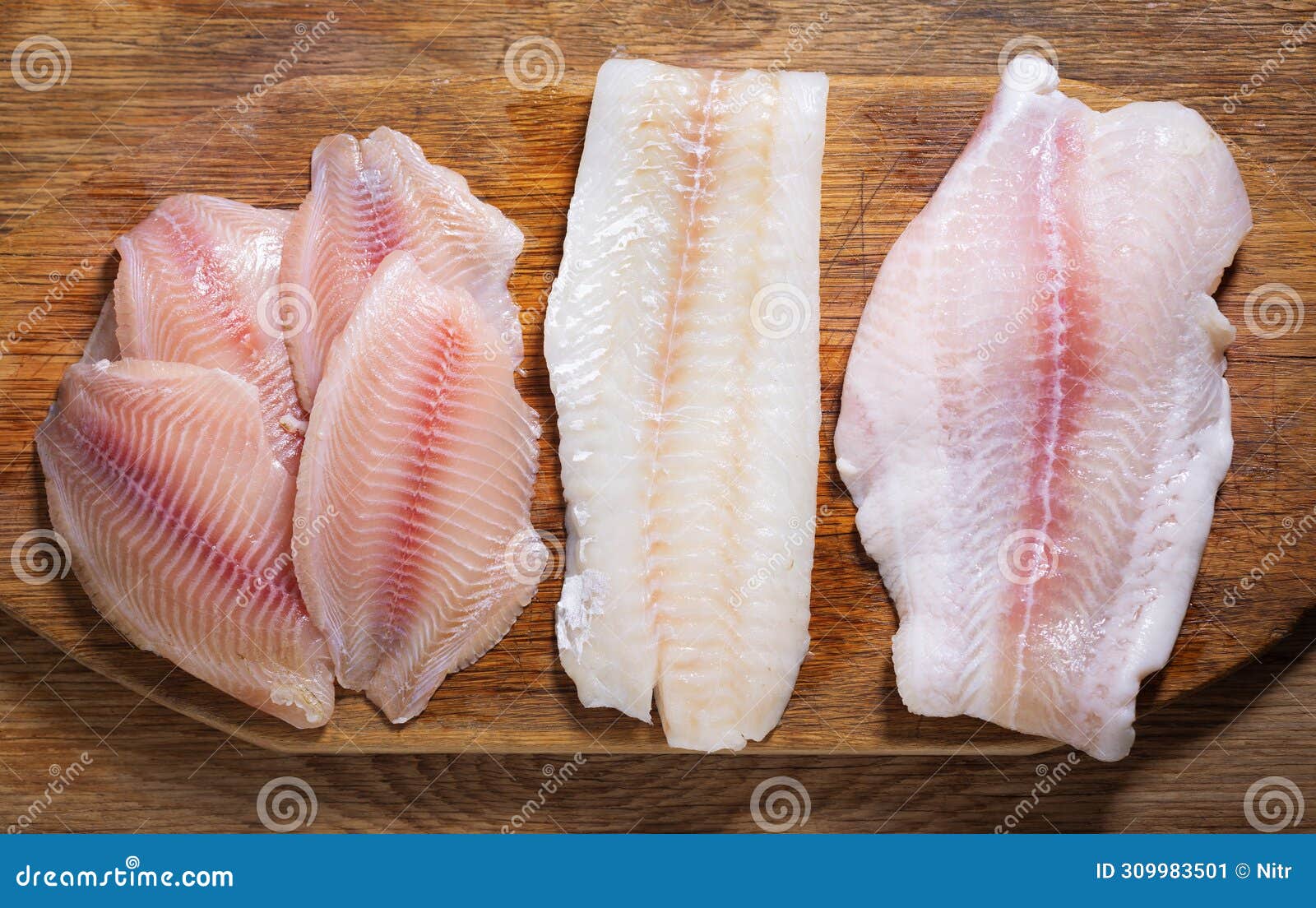 Fish Fillet of Cod, Tilapia and Pangasius, Top View Stock Image - Image ...