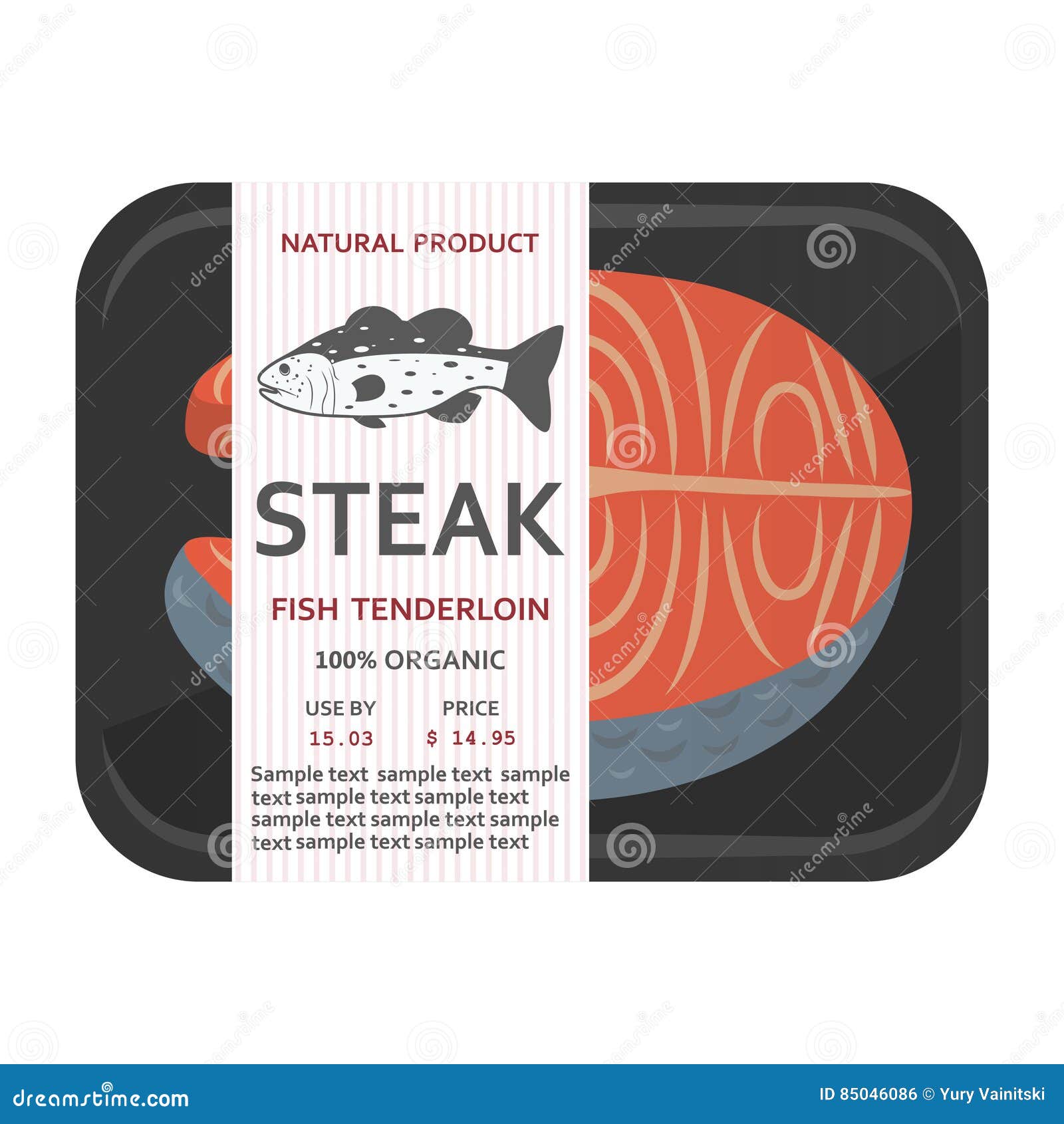 Fish fillet in a package stock vector. Illustration of fresh - 85046086