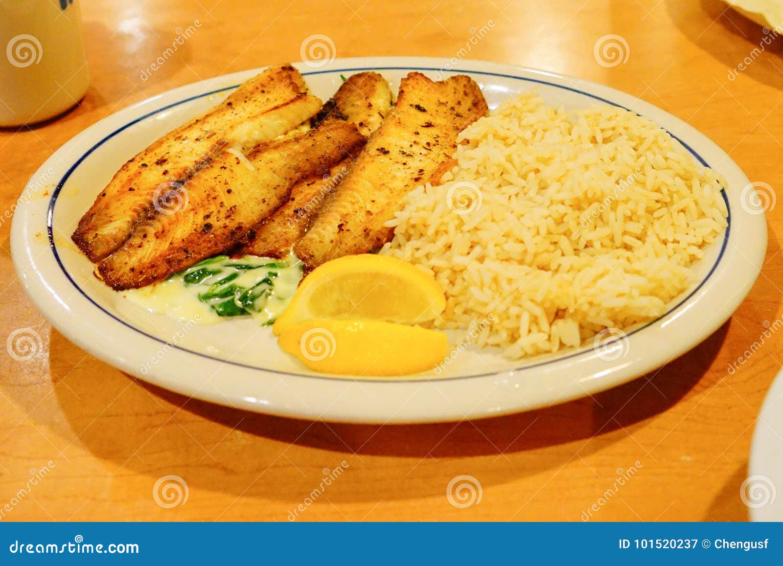 Fish fillet with rice stock image. Image of fried, buckwheat - 101520237