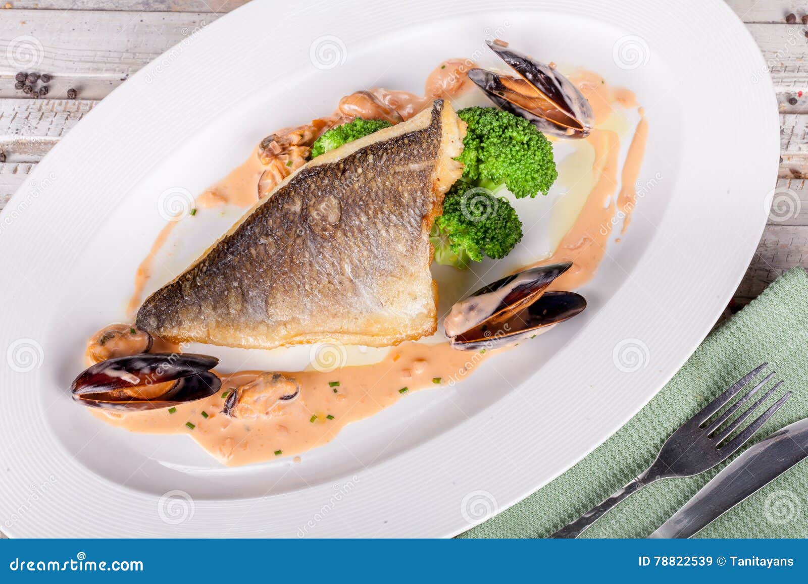 Fish Fillet with Seafood Sauce Stock Image - Image of homemade, fillet ...