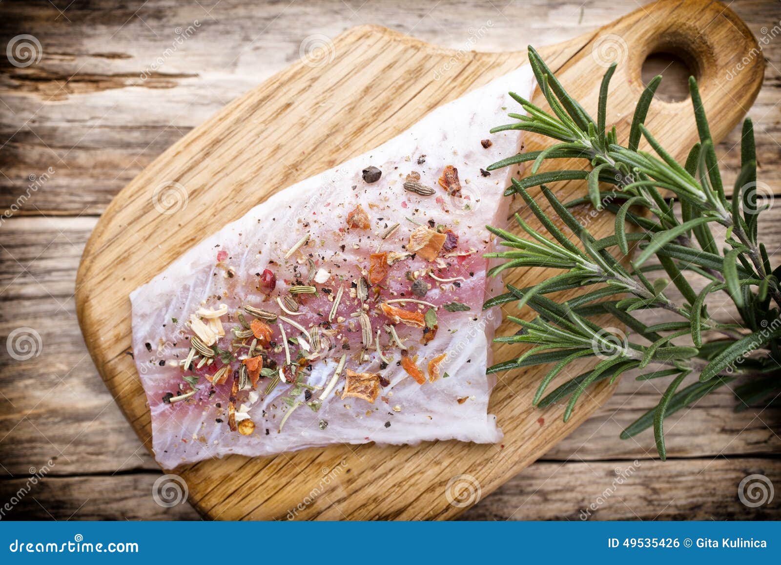 Fish Fillet in Spices and Rosemary. Stock Photo - Image of eating ...