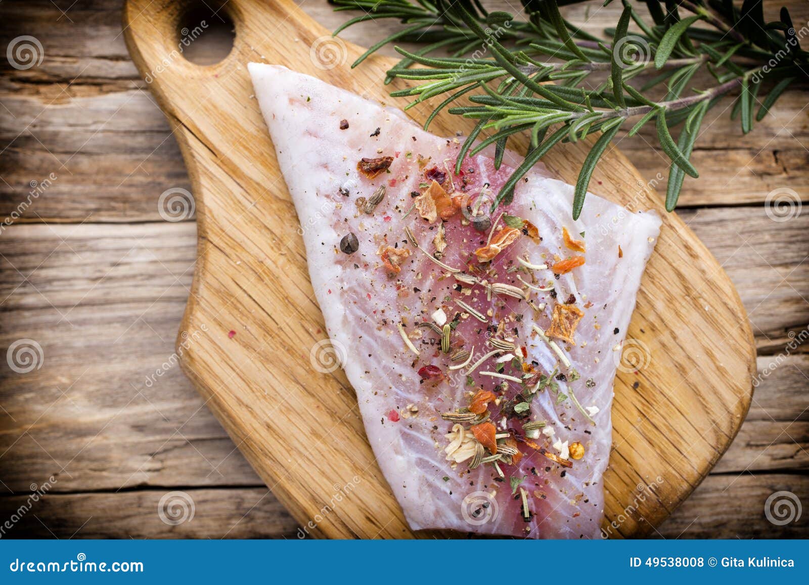 Fish Fillet in Spices and Rosemary. Stock Photo - Image of bass ...