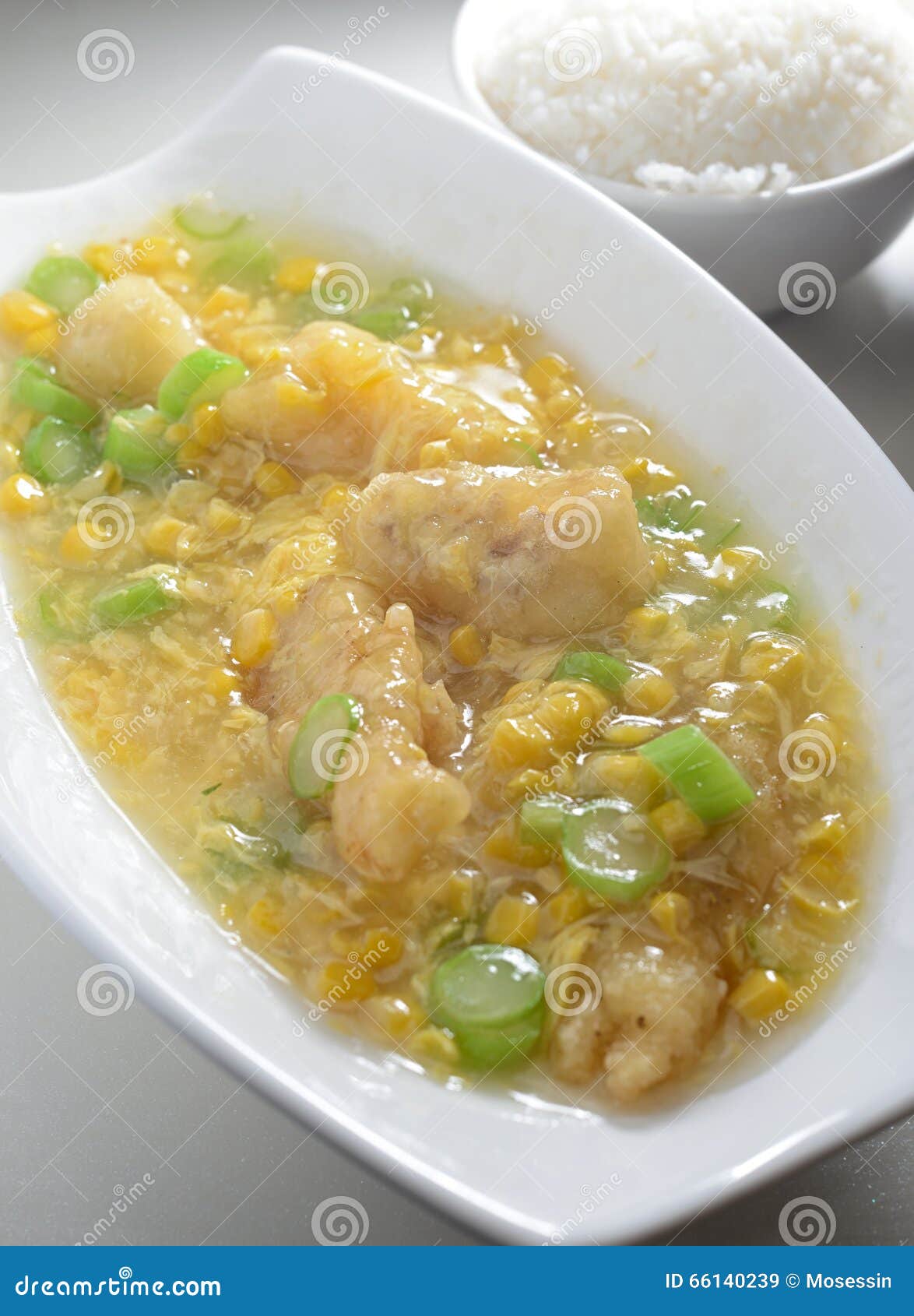 Fish fillet sweet corn stock image. Image of leek, steam - 66140239