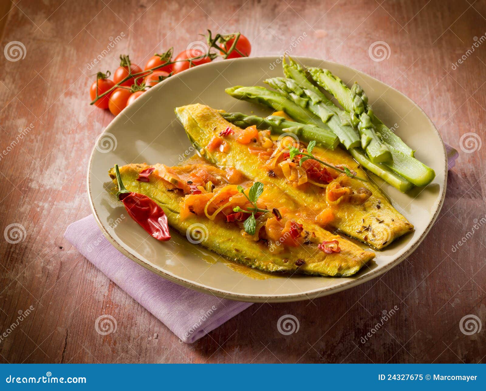 Fish Fillet with Tomato Hot Chili Stock Image - Image of savory ...