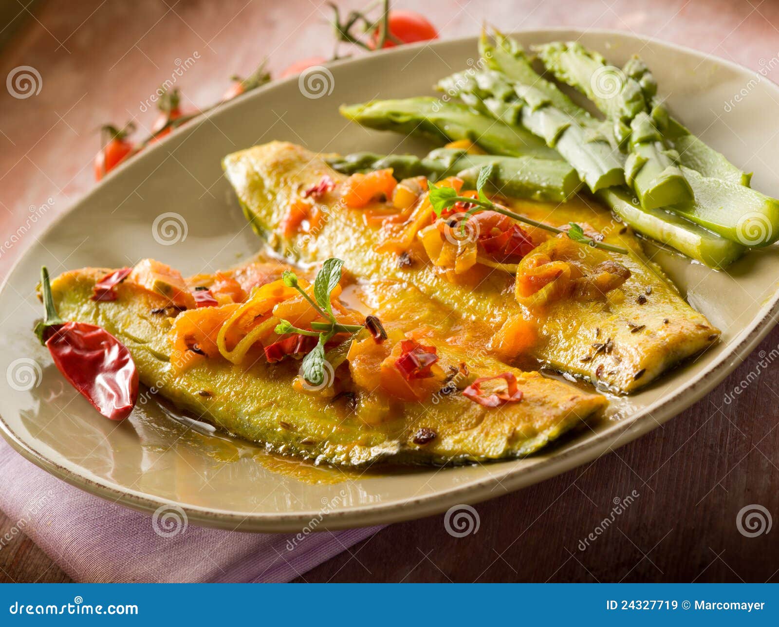 Fish Fillet with Tomato Hot Chili Stock Image - Image of gourmet, roast ...