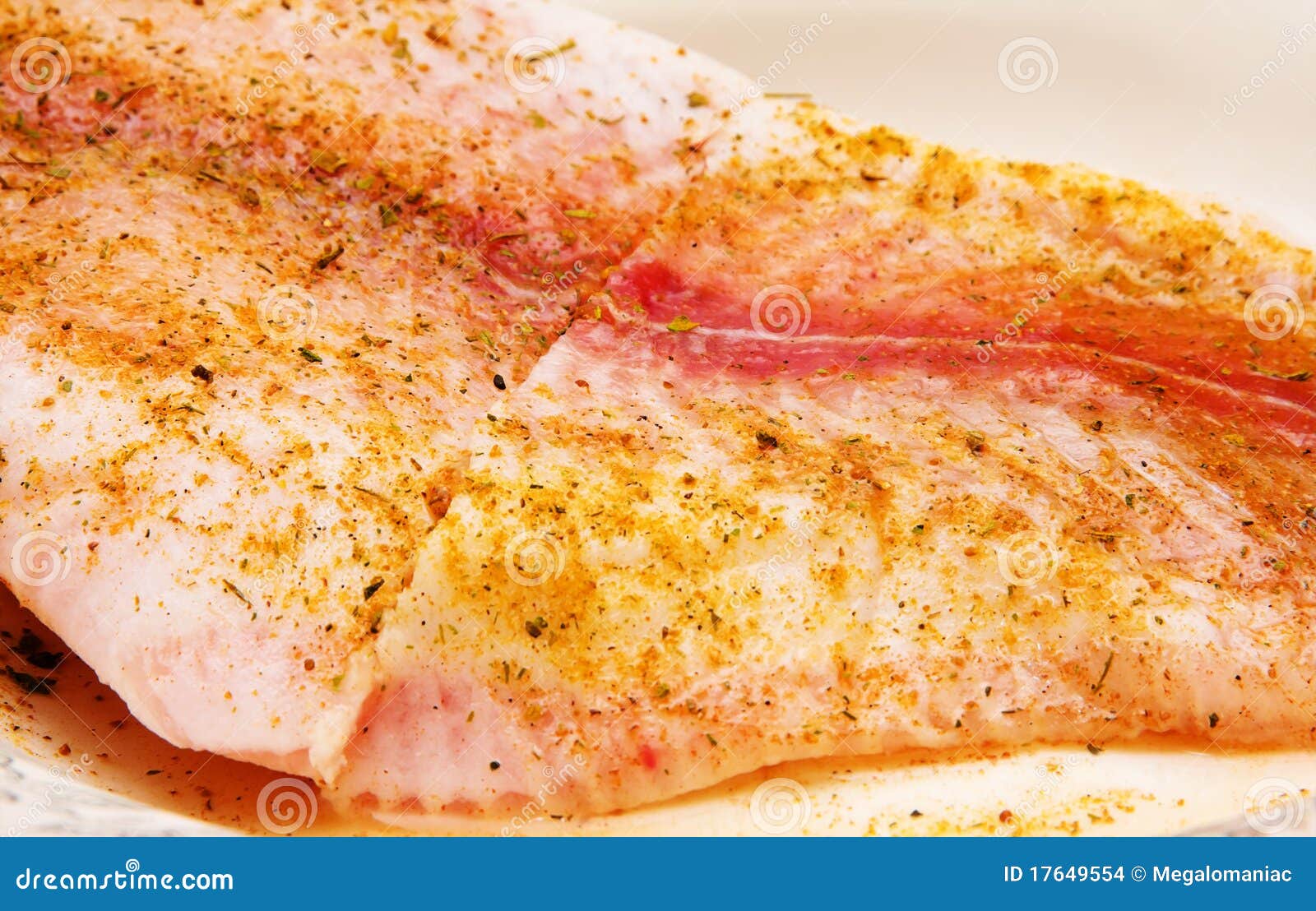 Fish fillet under spices stock photo. Image of prepared - 17649554