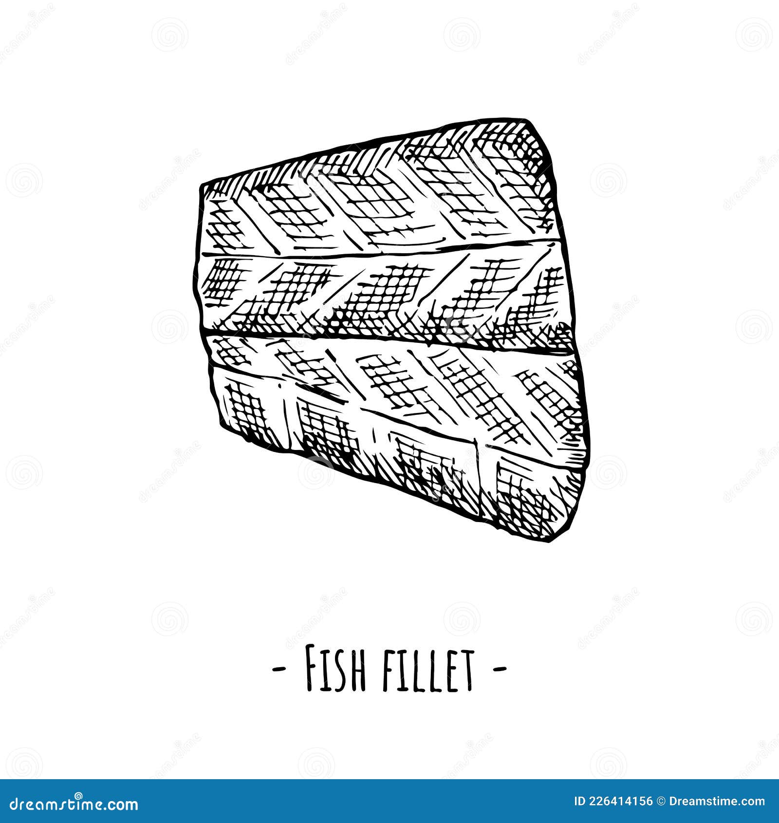 Fish Fillet. Vector Illustration. Isolated on White. Hand-drawn. Stock ...