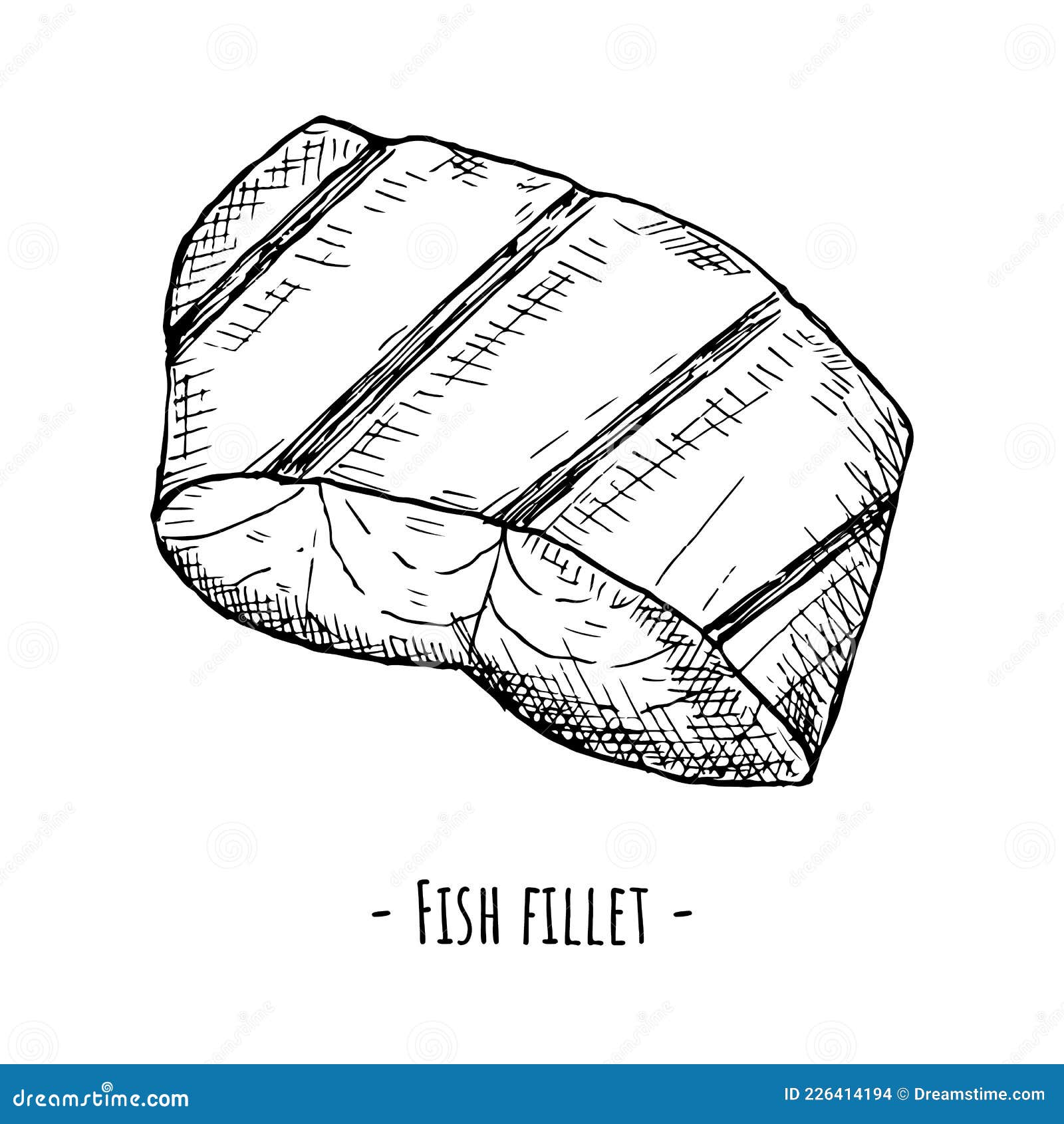 Fish Fillet. Vector Illustration. Isolated on White. Hand-drawn. Stock ...
