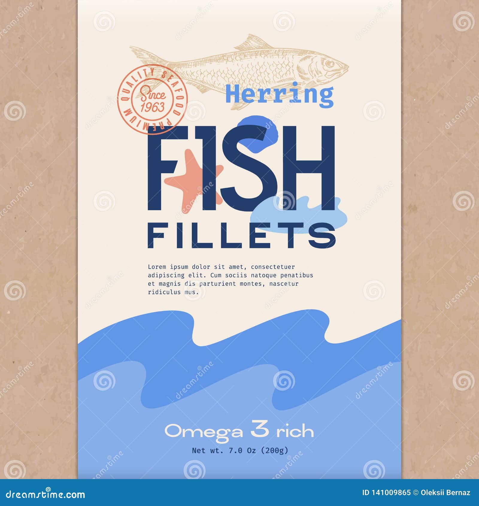 Fish Fillets. Abstract Vector Fish Packaging Design Or Label. Modern ...