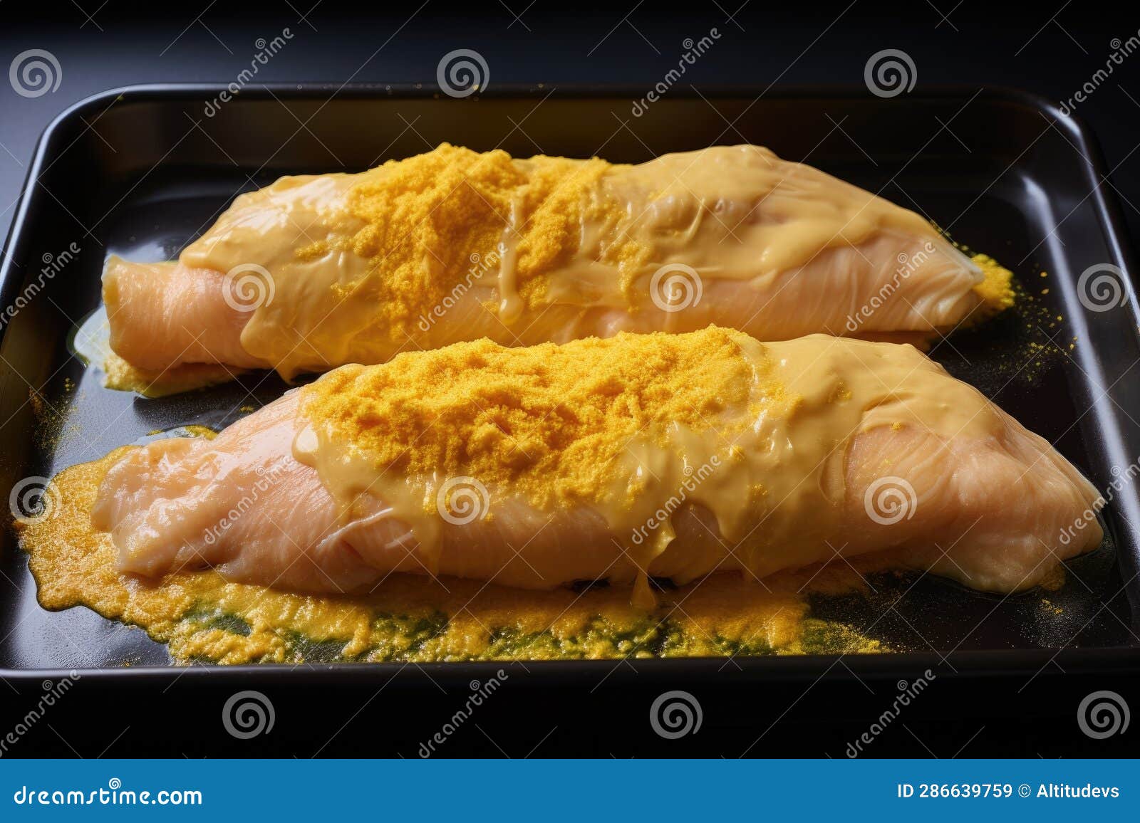 Fish Fillets Coated in Batter, Pre-frying Stage Stock Image - Image of ...