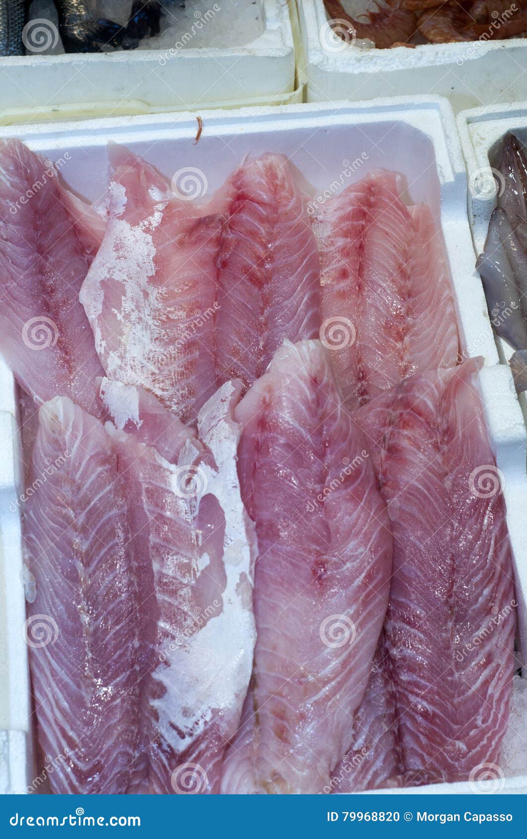 Fish fillets in market stock photo. Image of mound, heap - 79968820
