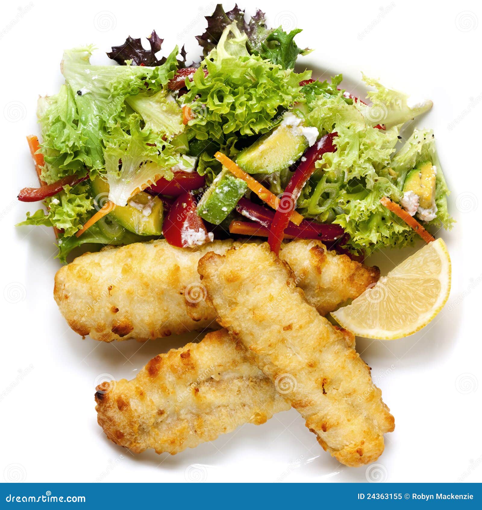 Fish Fillets and Salad stock image. Image of meal, salad - 24363155