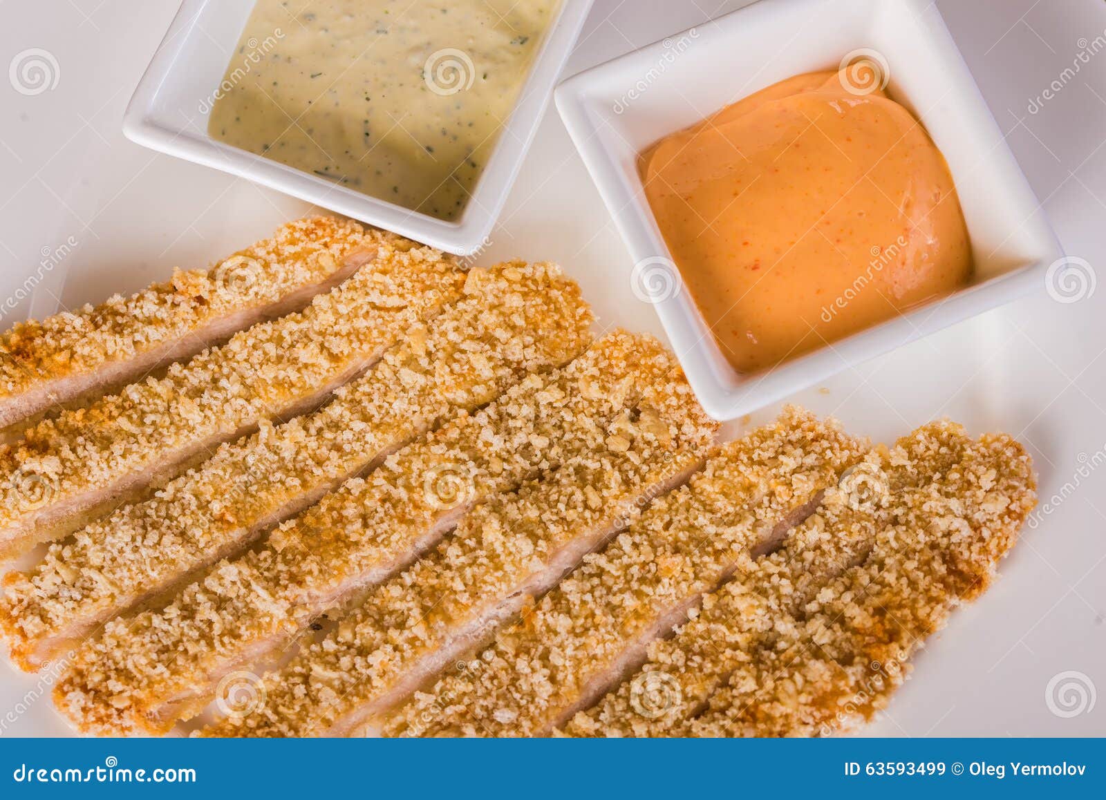Fish fillets with sauces stock image. Image of closeup - 63593499