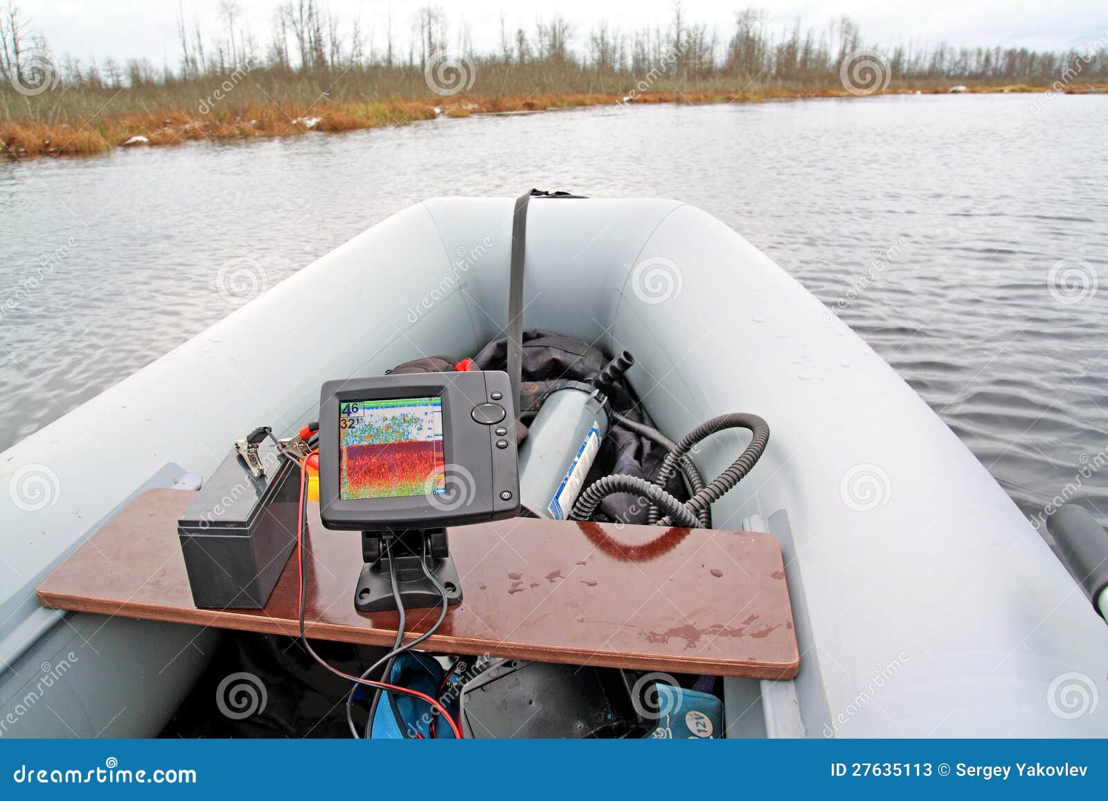 Fish-finding fathometer stock image. Image of hobbies - 27635113