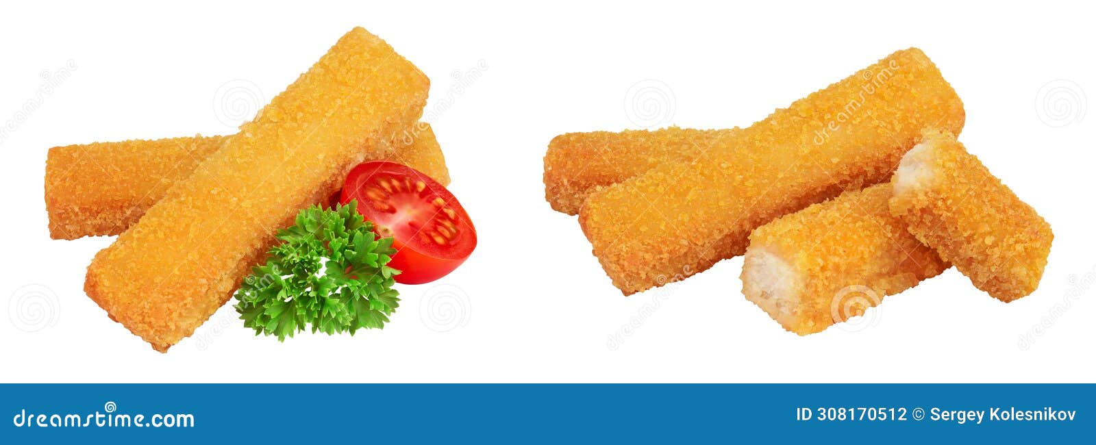 Fish Finger or Stick with Parsley Isolated on White Background with ...