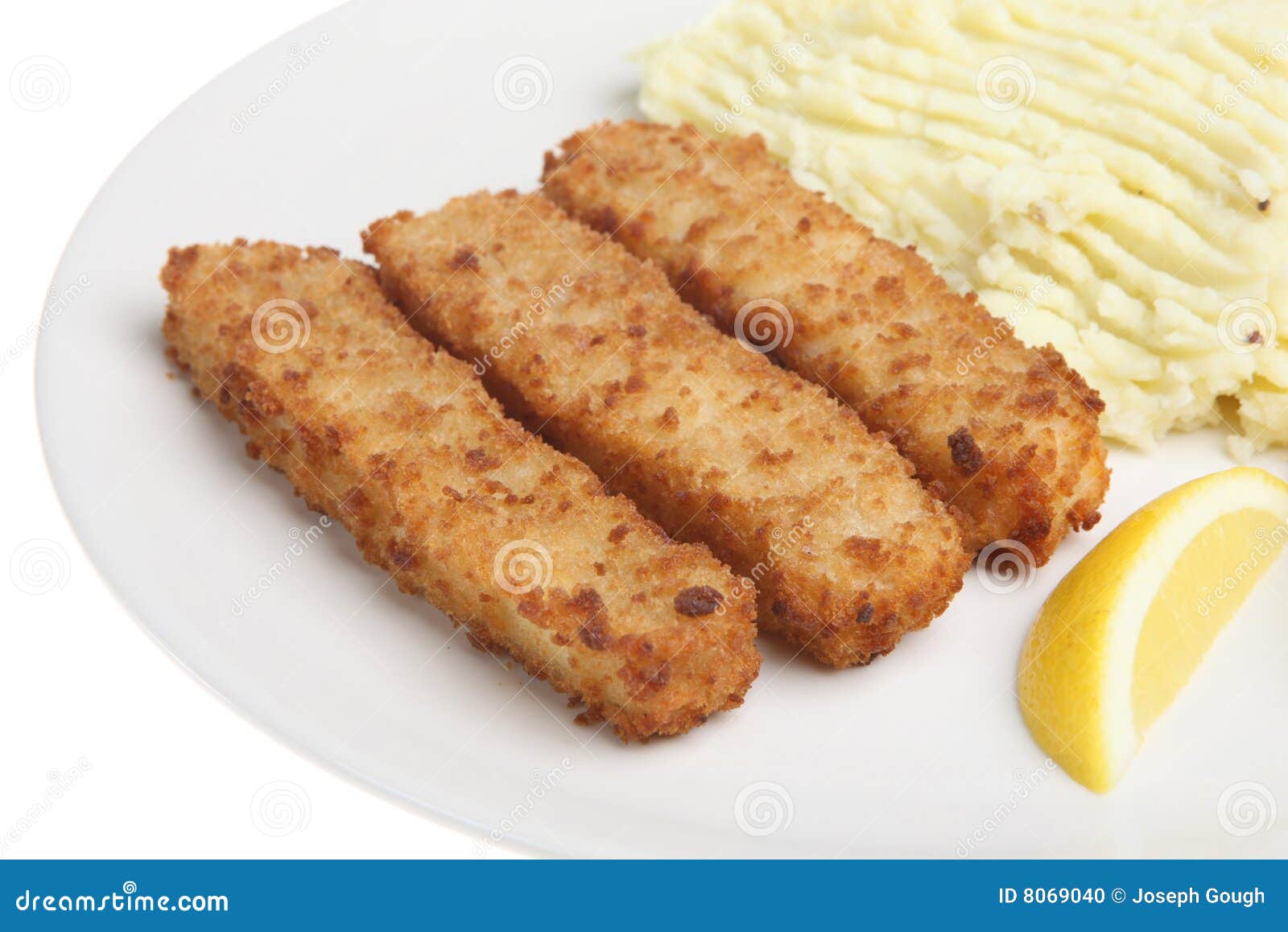 Fish Fingers and Mash stock photo. Image of lemon, mash - 8069040