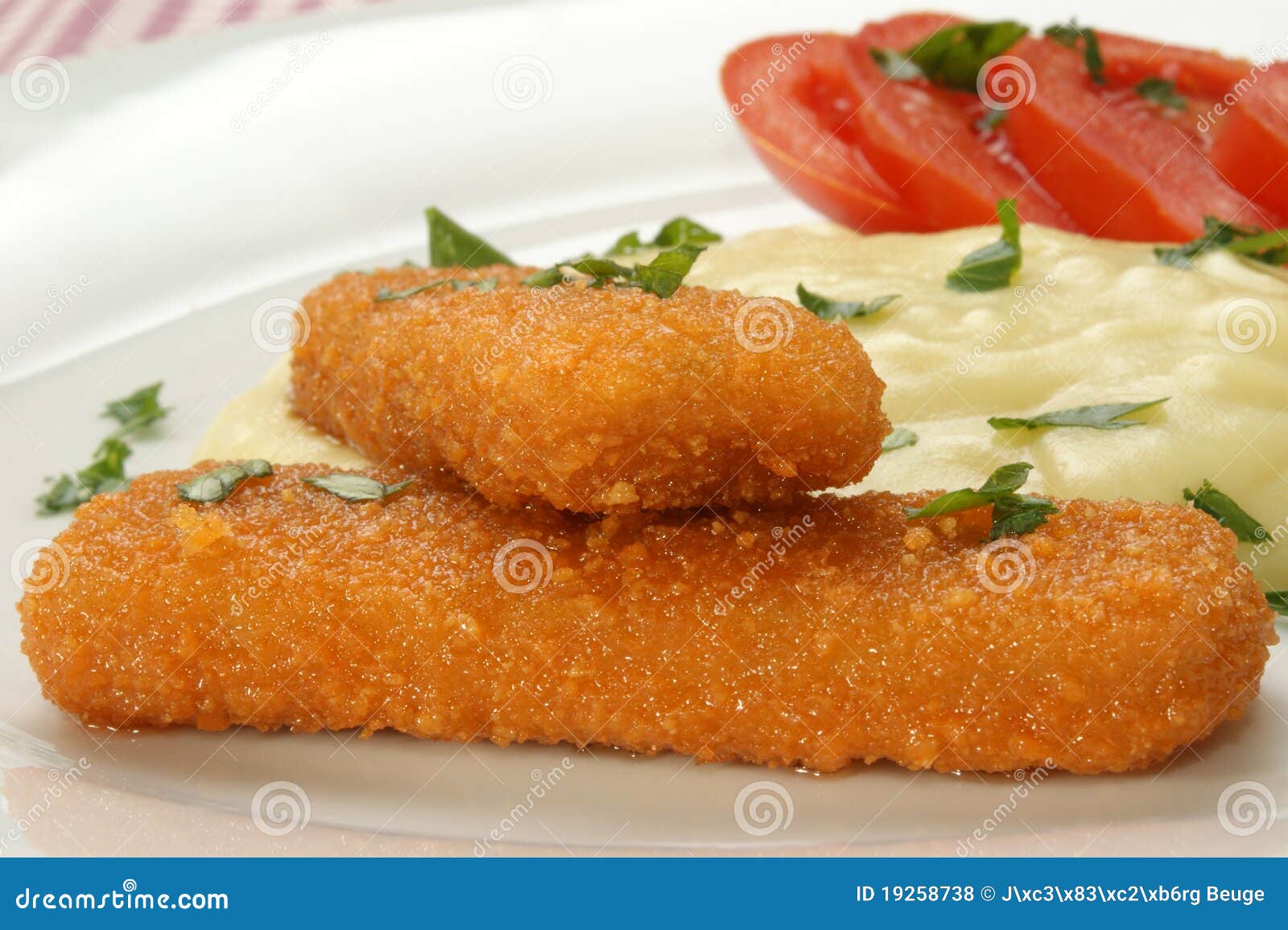 Fish Fingers with Mashed Potatoes Stock Photo - Image of mashed, food ...